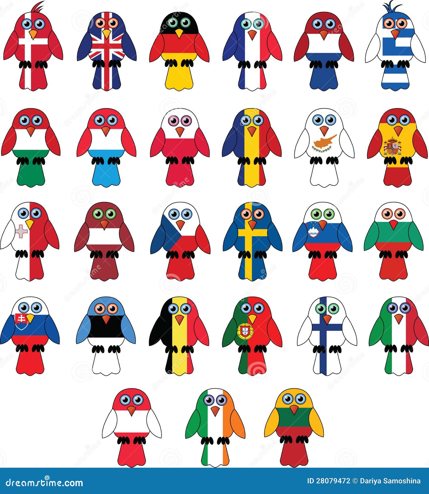 Birds in the Colors of the European Union Stock Vector - Illustration ...