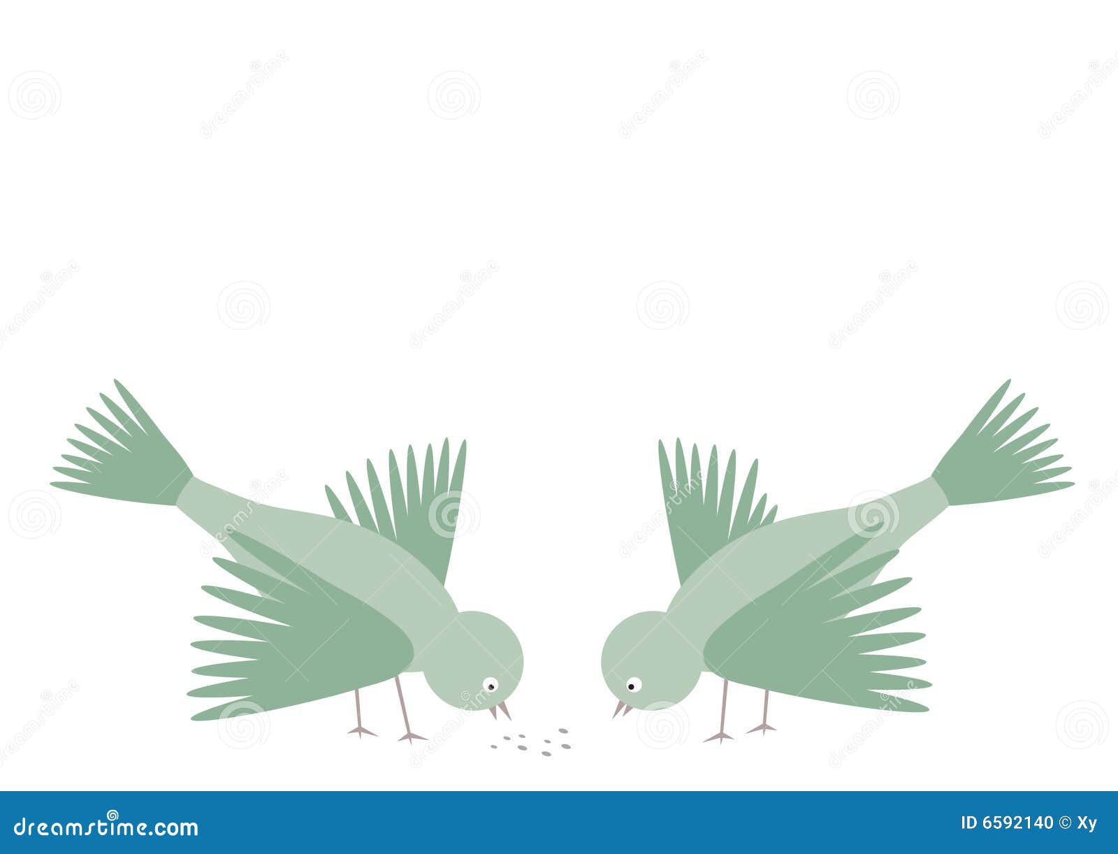 Birds Eating Crumbs Vector Illustration | CartoonDealer.com #6592140