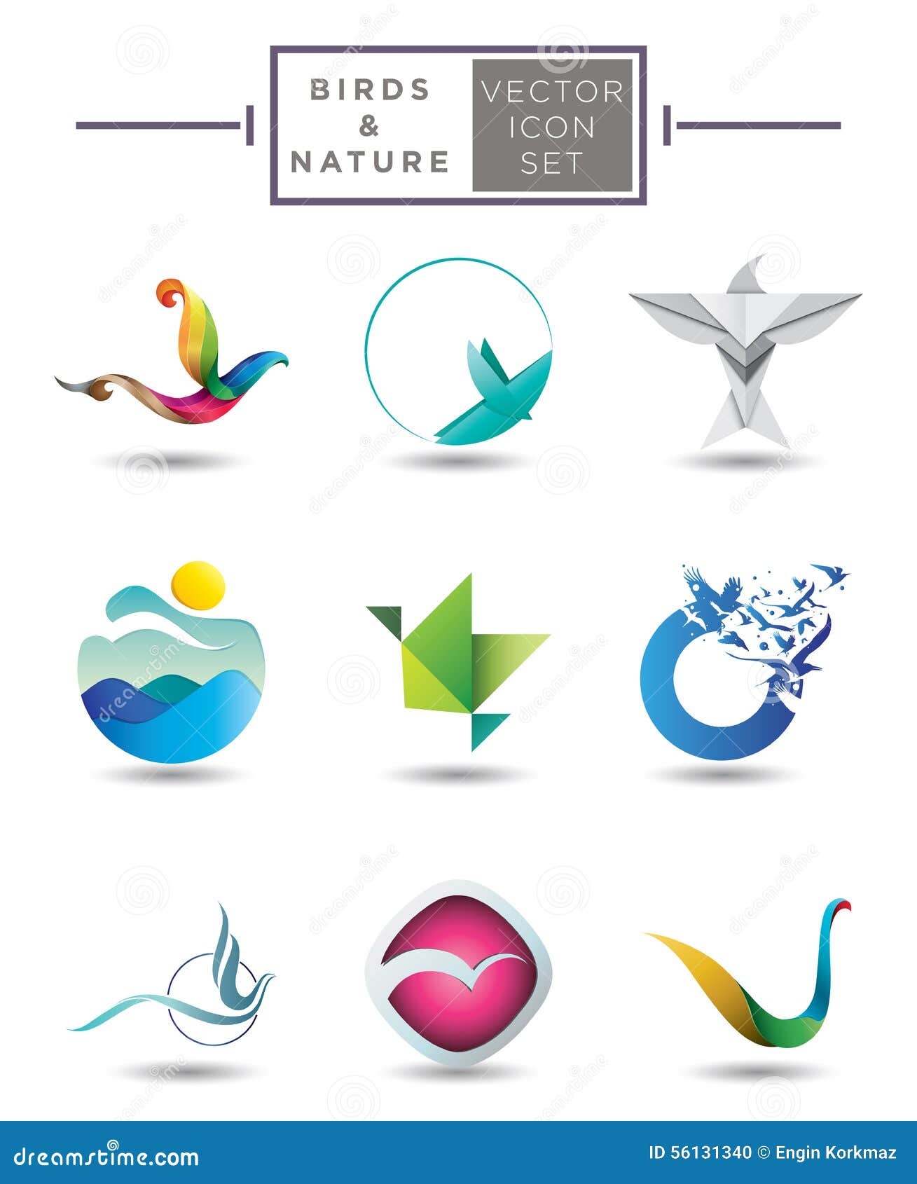 Birds emblem collection stock vector. Illustration of media - 56131340