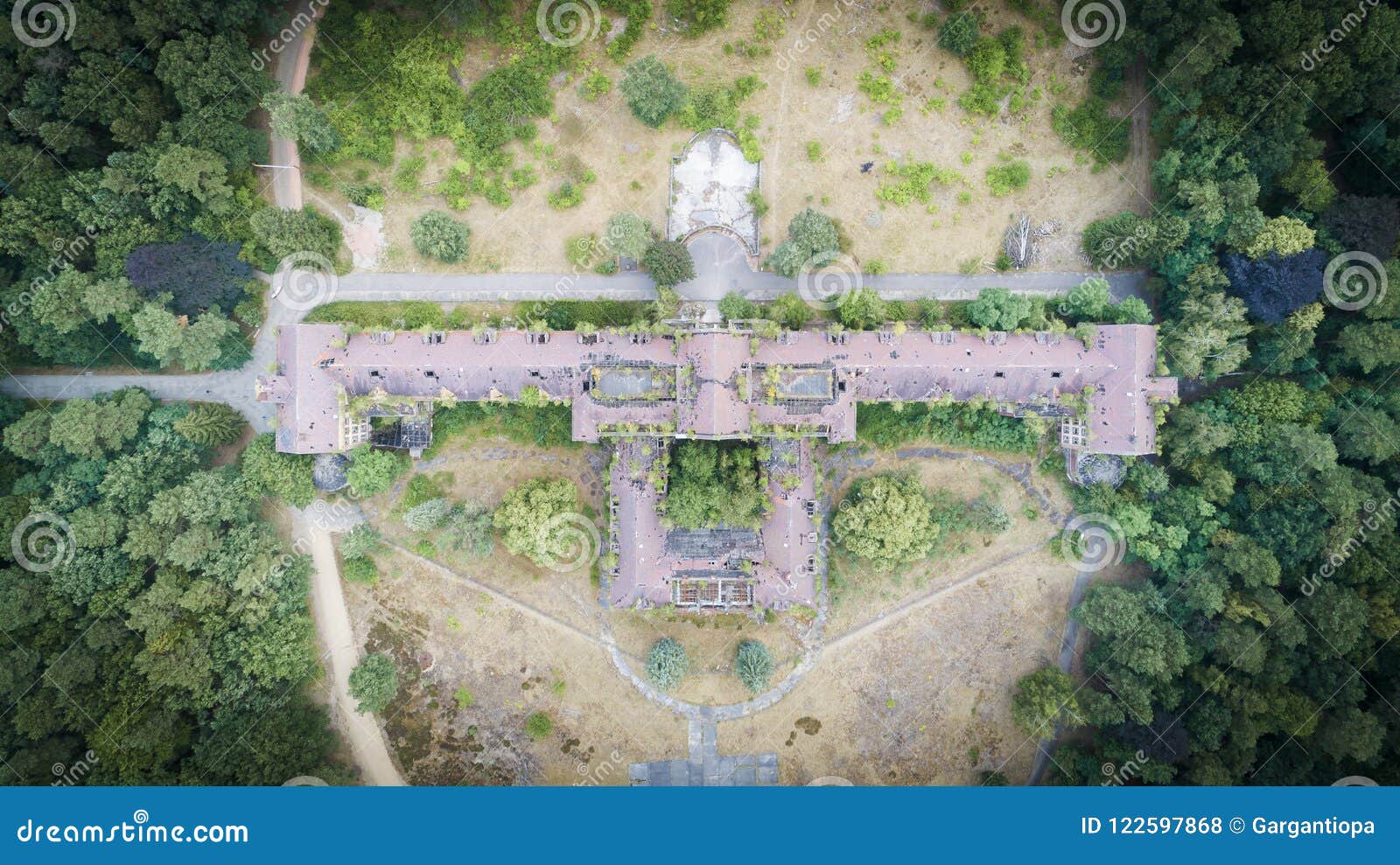 Birds Eye, Top View of Old Abandoned Stonebuilt Building Stock Photo ...