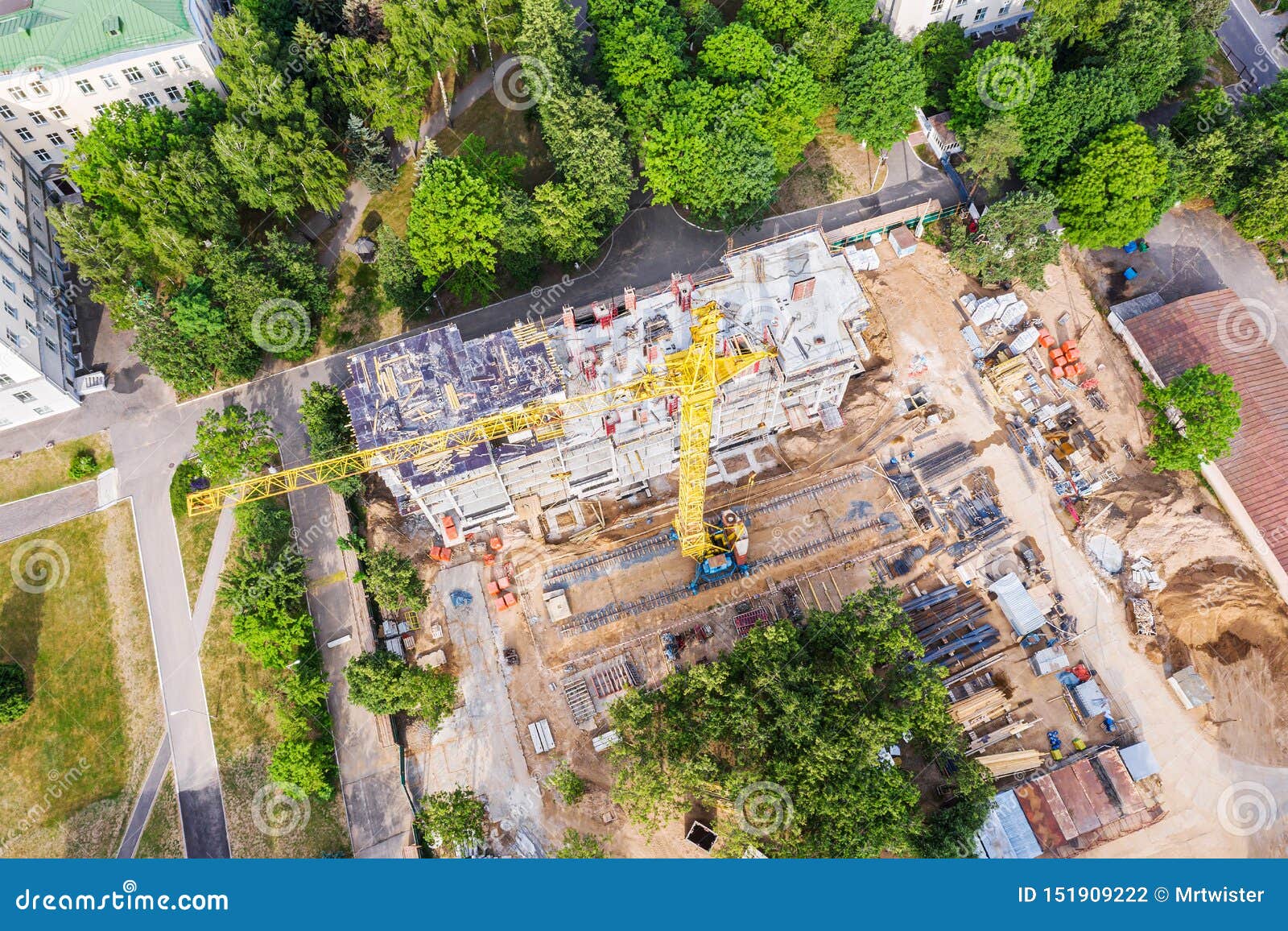 Birds Eye View of Apartment Building Under Construction Stock Photo ...
