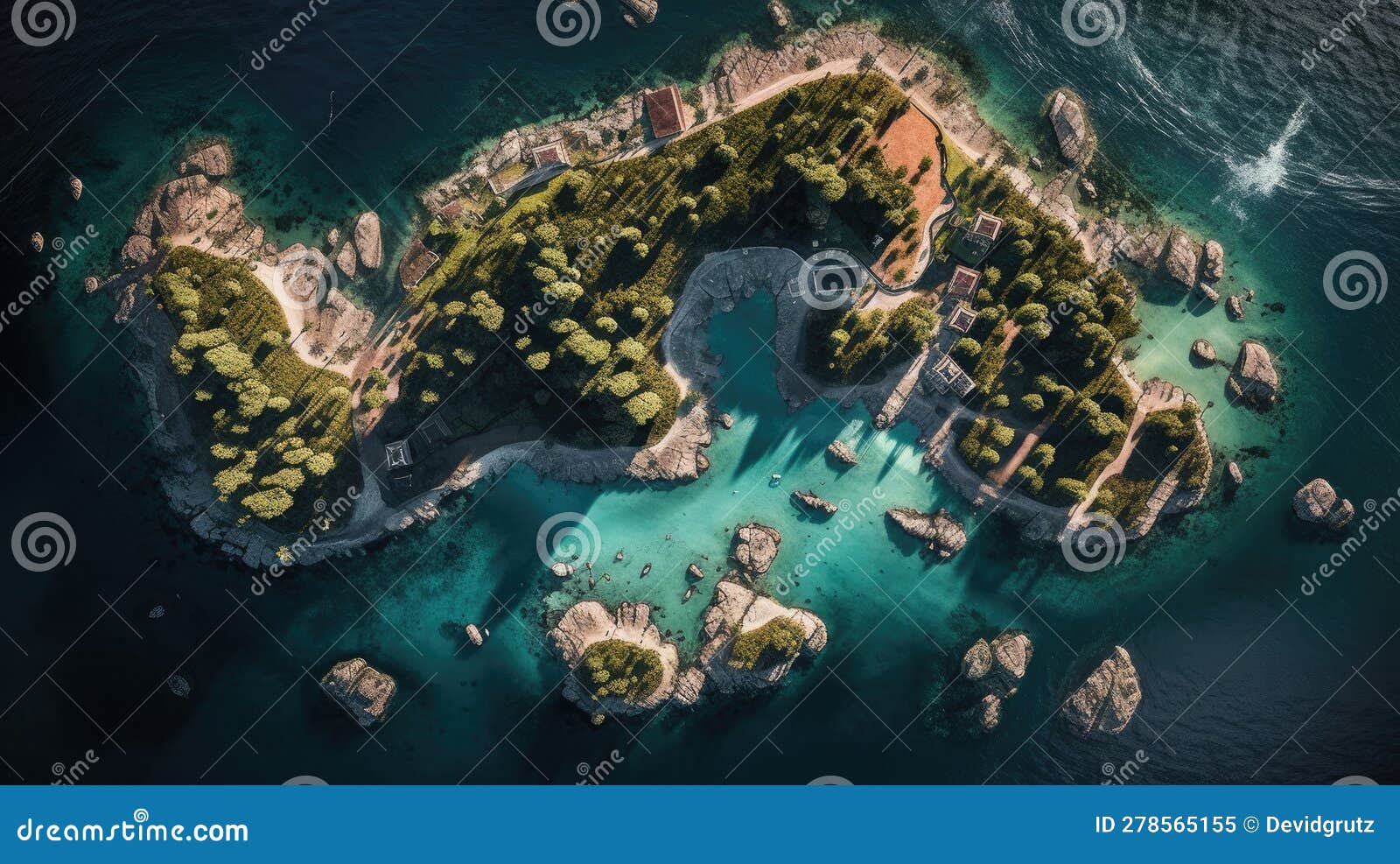 Birds Eye View Of An Archipelago. Generative AI Royalty-Free Stock ...