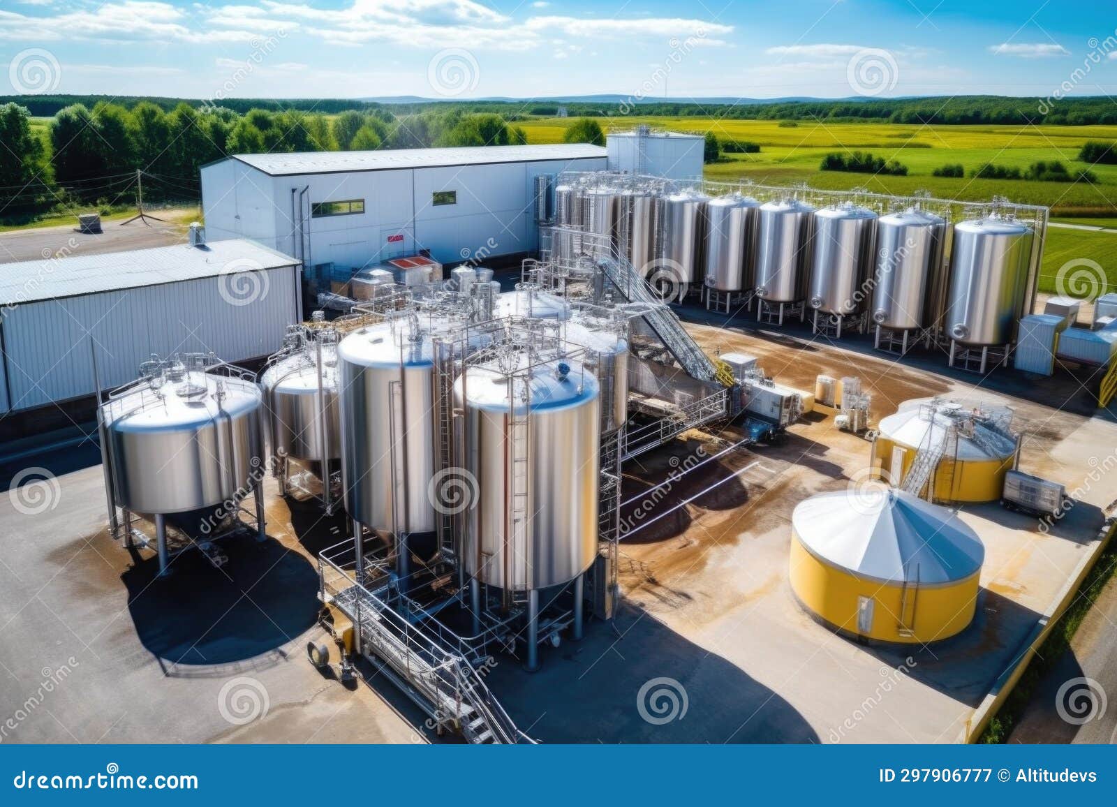 Birds-eye View of Brewery with Several Pasteurization Tanks Stock ...