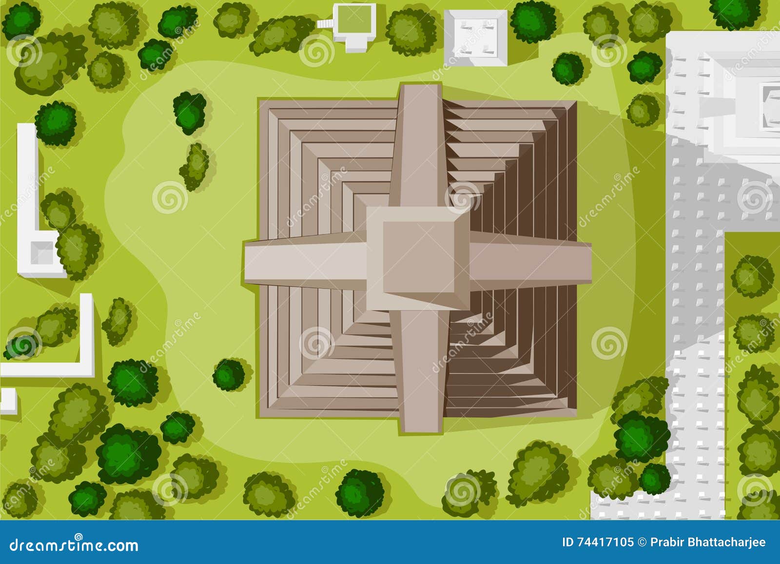 Birds Eye View of Chichen Itza Stock Vector - Illustration of stairs ...