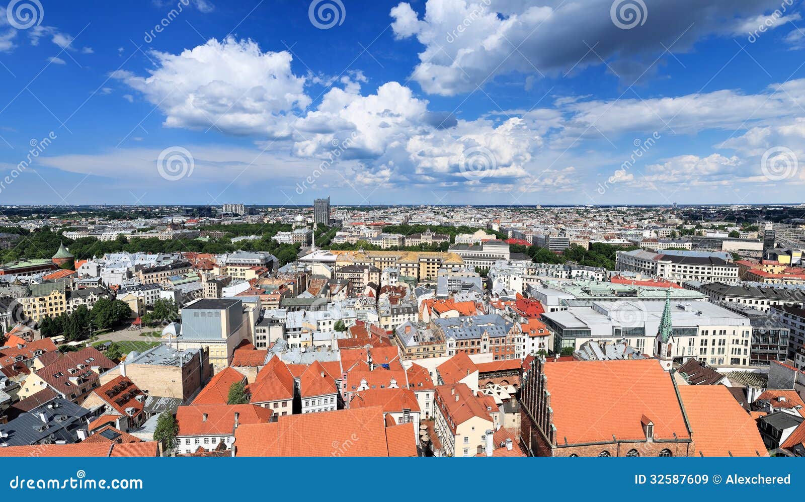 Birds Eye View of City, Riga - Latvia Stock Image - Image of daylight ...