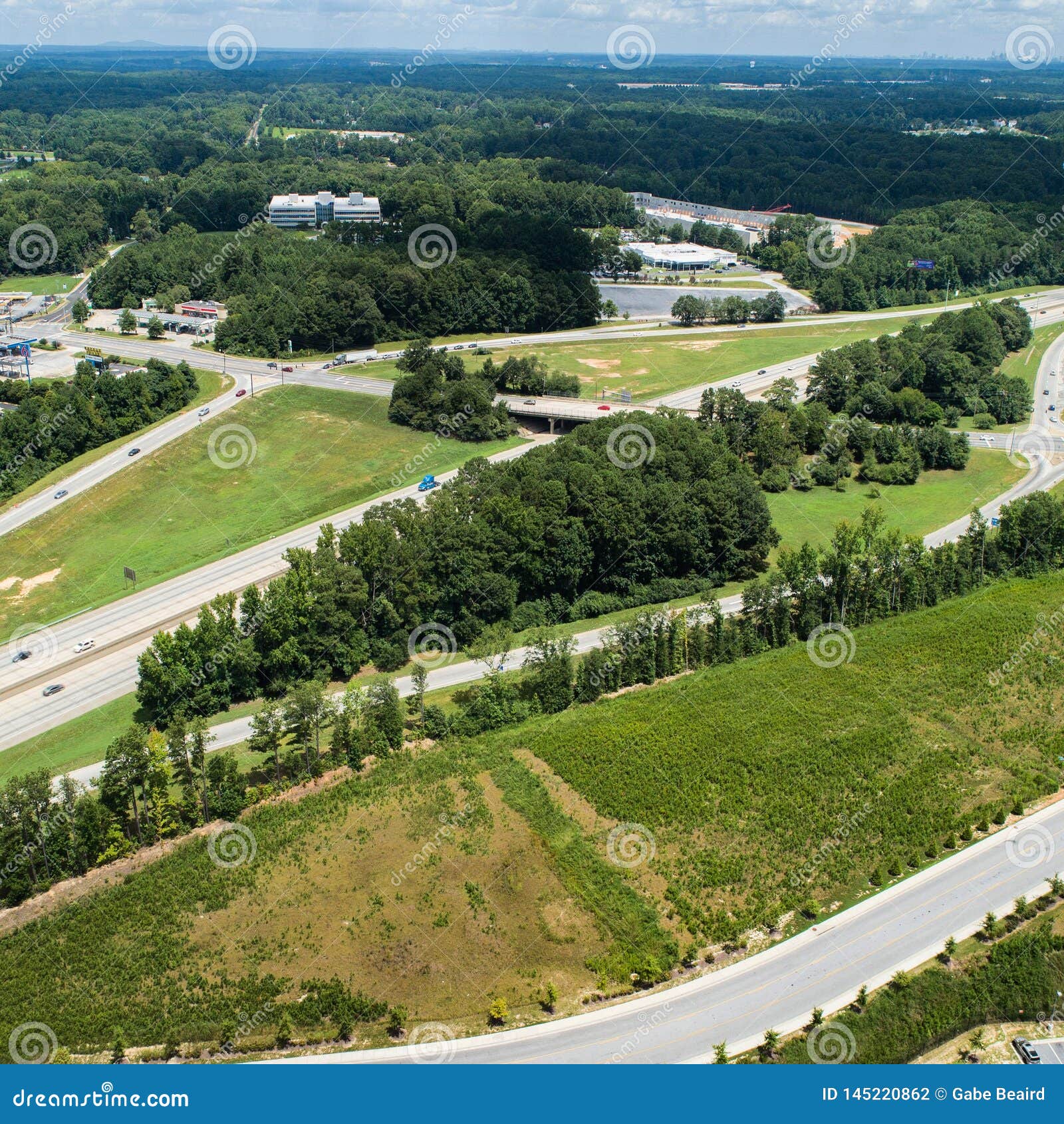 Birds eye view of highway stock photo. Image of highway - 145220862