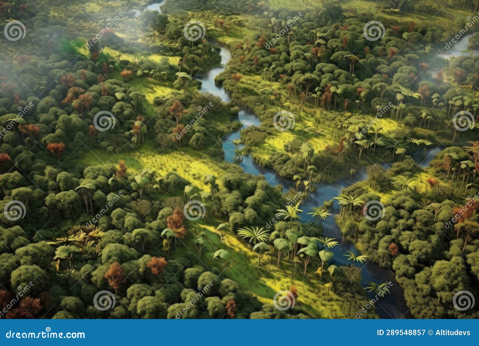 Birds-eye View of Lush Vegetation Surrounding Delta Stock Image - Image ...