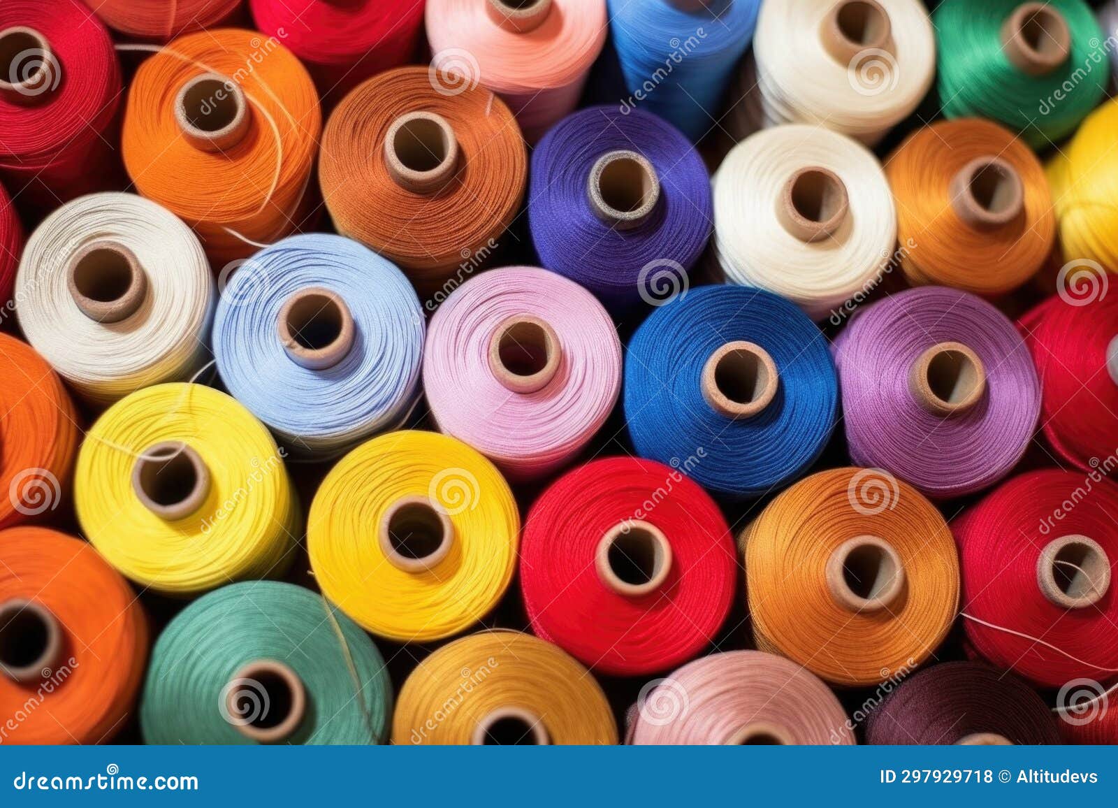 Birds Eye View of Numerous Spools of Thread in Different Colors Stock ...