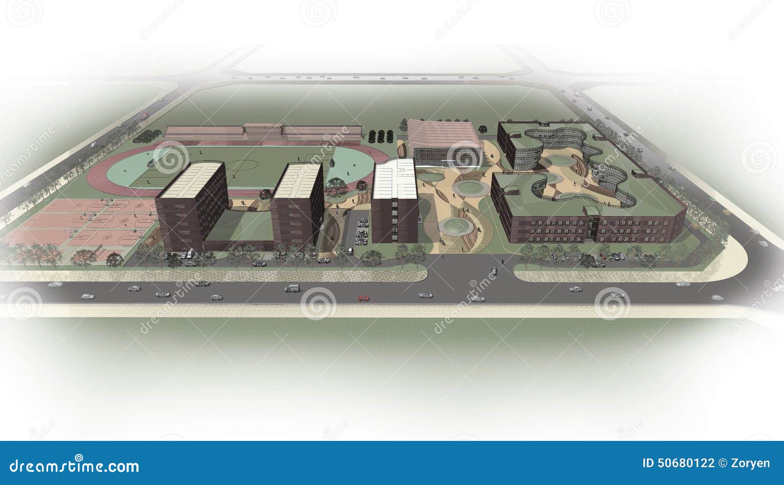 Birds eye view of school stock photo. Image of green - 50680122