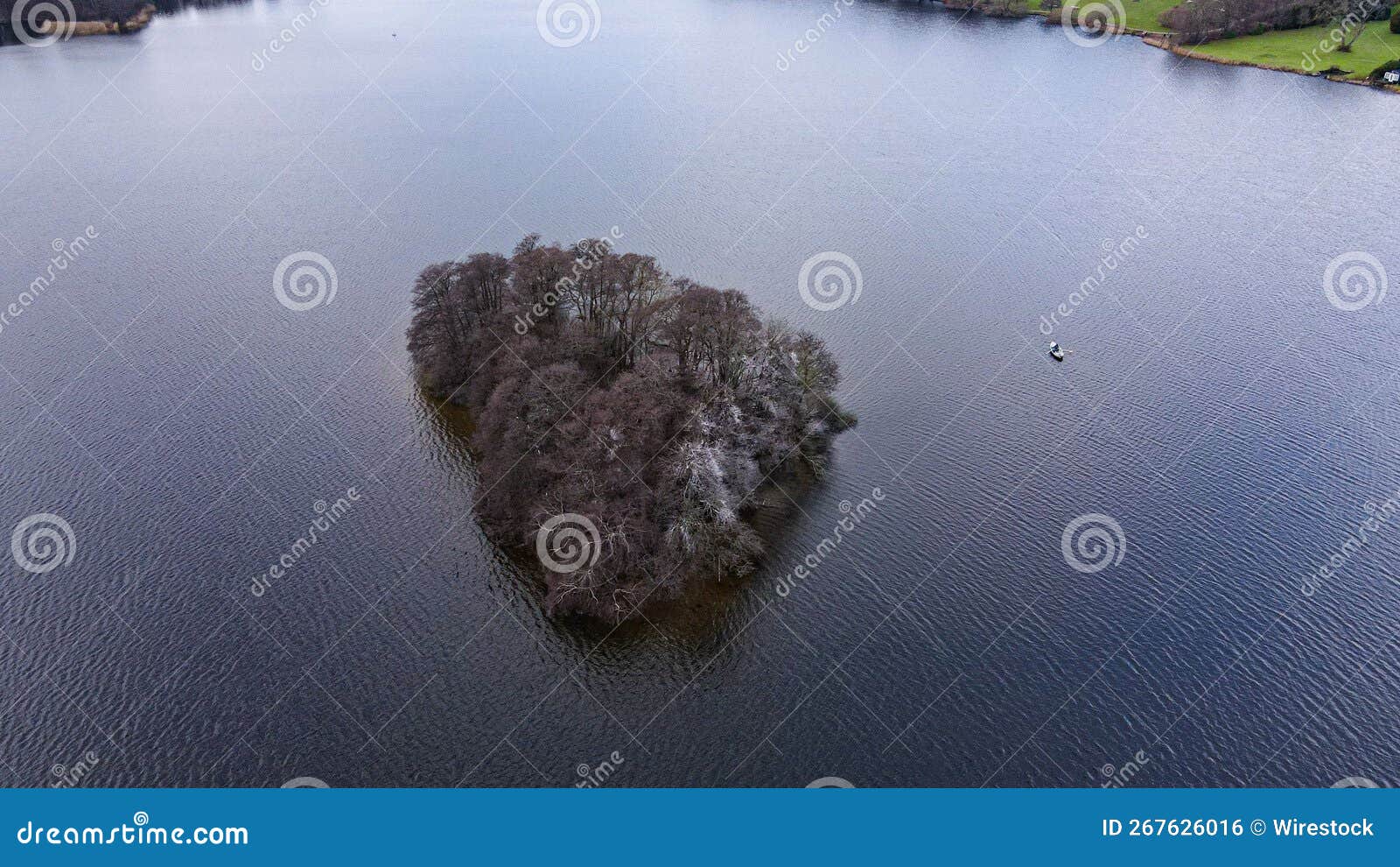 Birds Eye View of a Small Island on Water and Trees Stock Photo - Image ...
