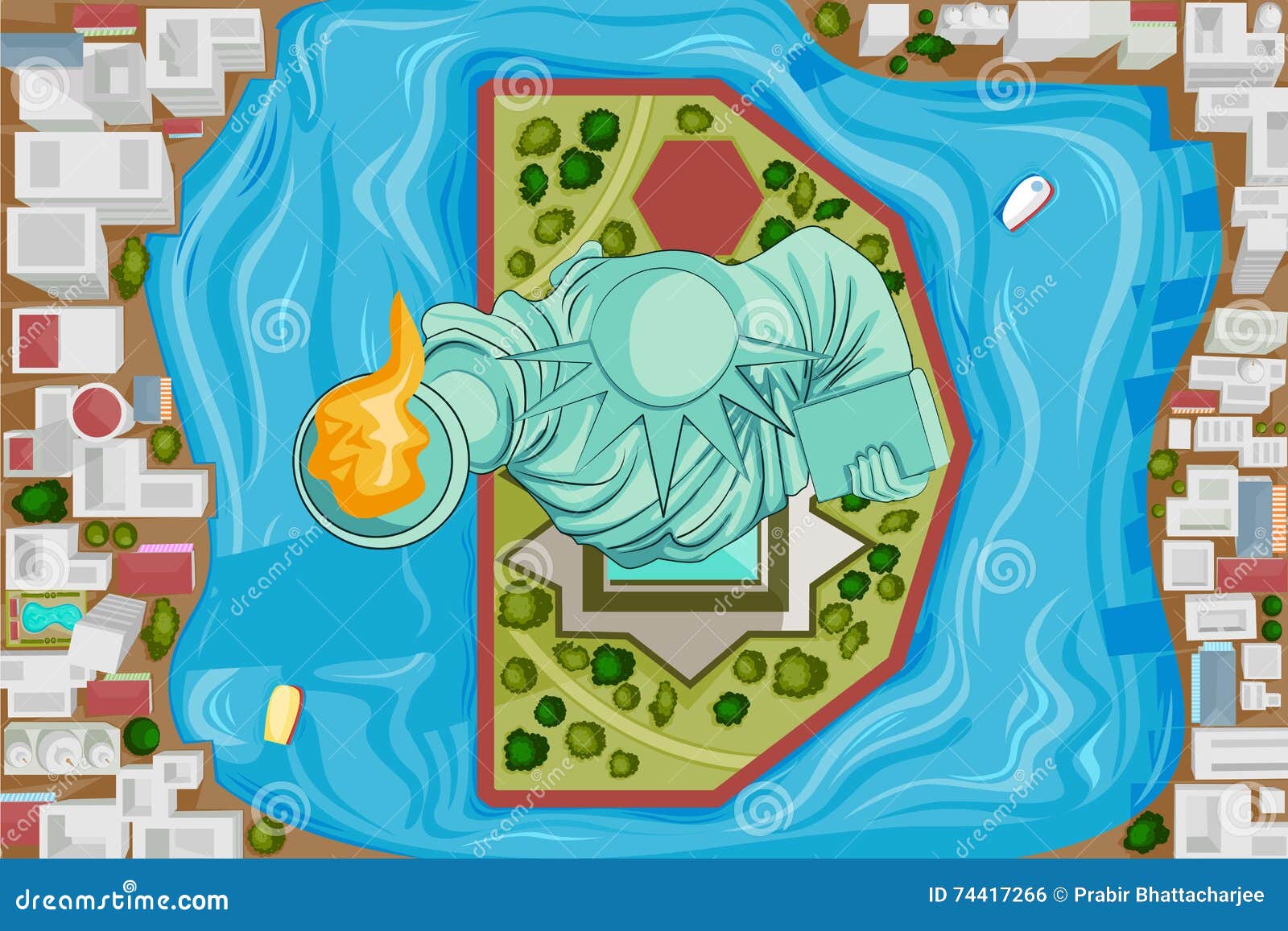 Birds Eye Liberty Statue View Stock Illustrations – 1 Birds Eye Liberty ...