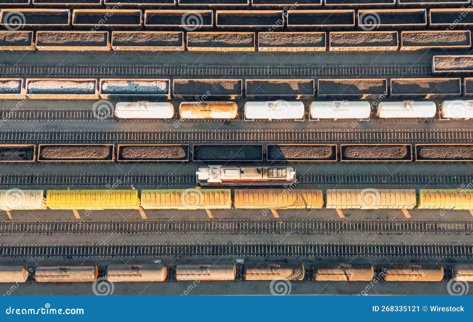 Birds Eye View of Trains in the Railway on a Sunny Day Stock Image ...