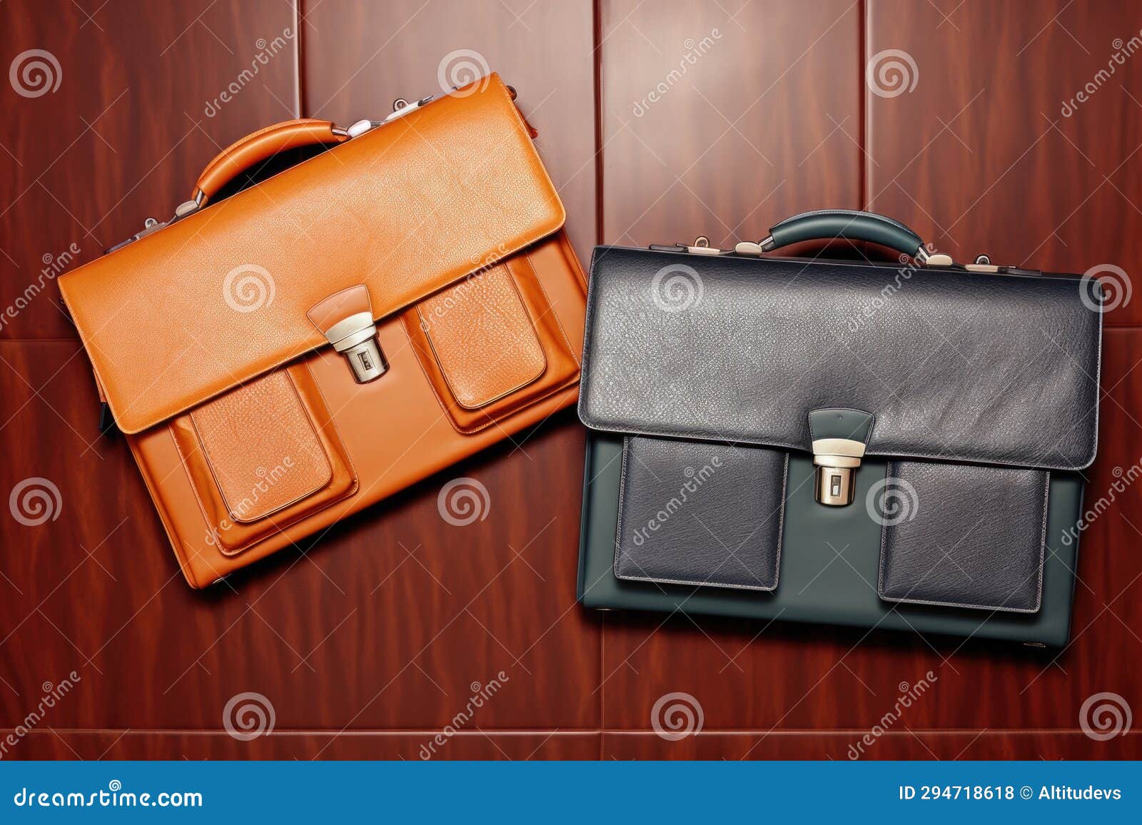 A Birds Eye View of Two Briefcases Side-by-side Stock Photo - Image of ...
