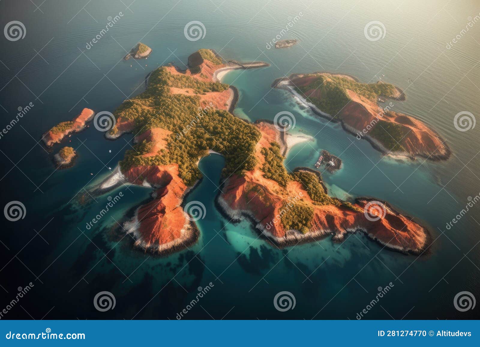A Birds Eye View of a Volcanic Island Chain Stock Illustration ...