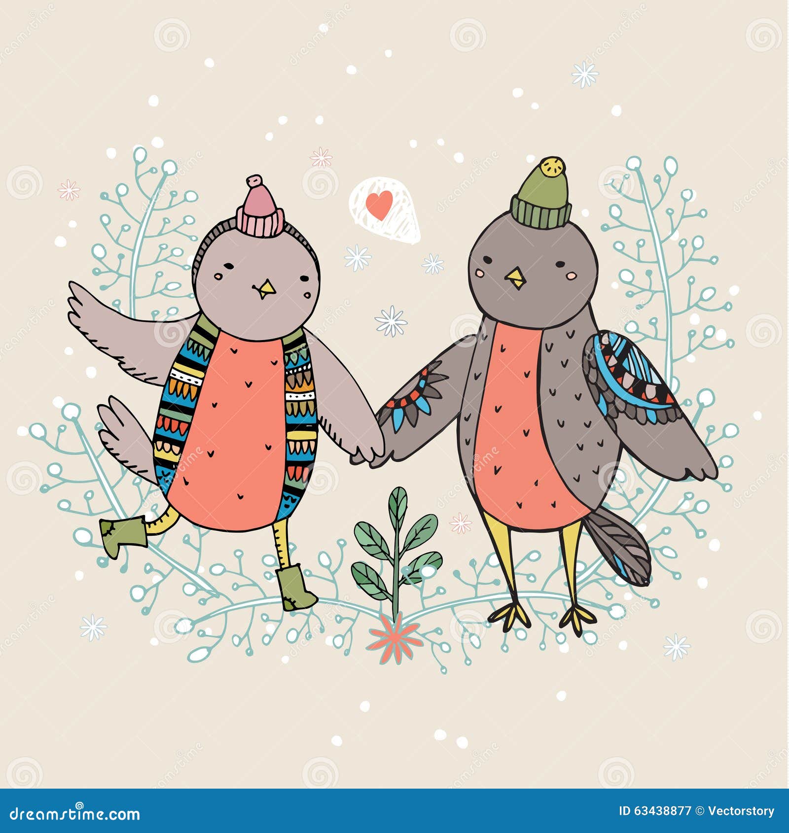 Birds are falling in love stock vector. Illustration of beauty - 63438877