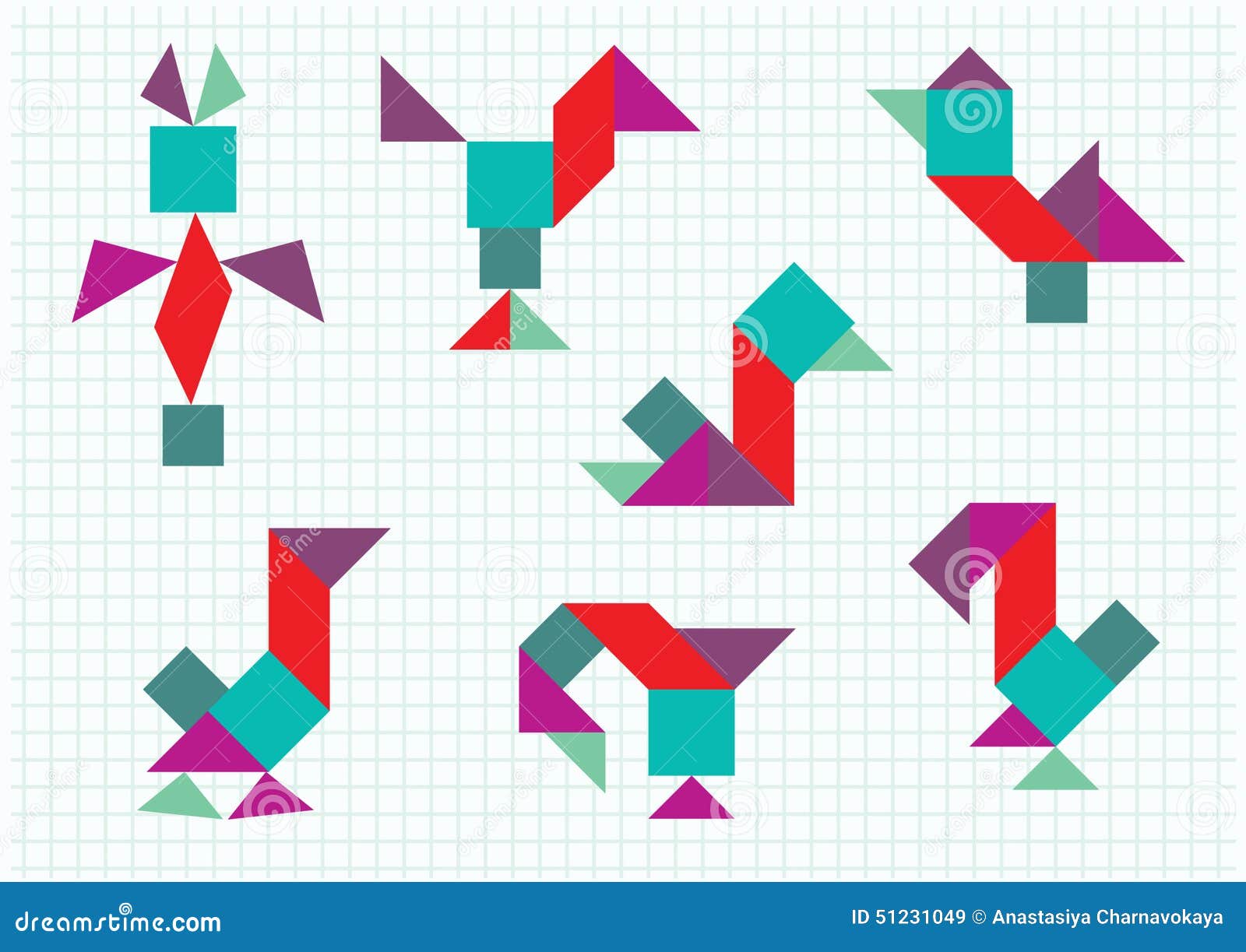 Swan Tangram. Traditional Chinese Dissection Puzzle, Seven Tiling ...