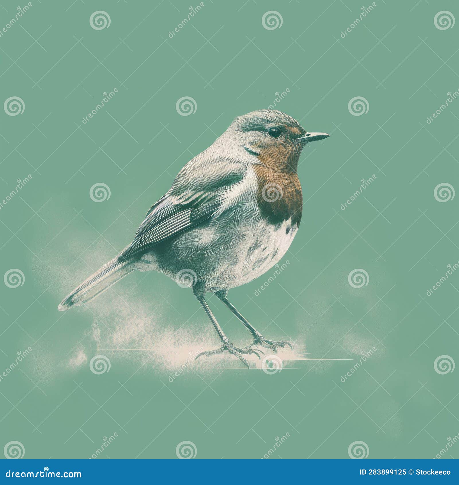 Impressionistic Bird Painting on Green Background - Digital ...
