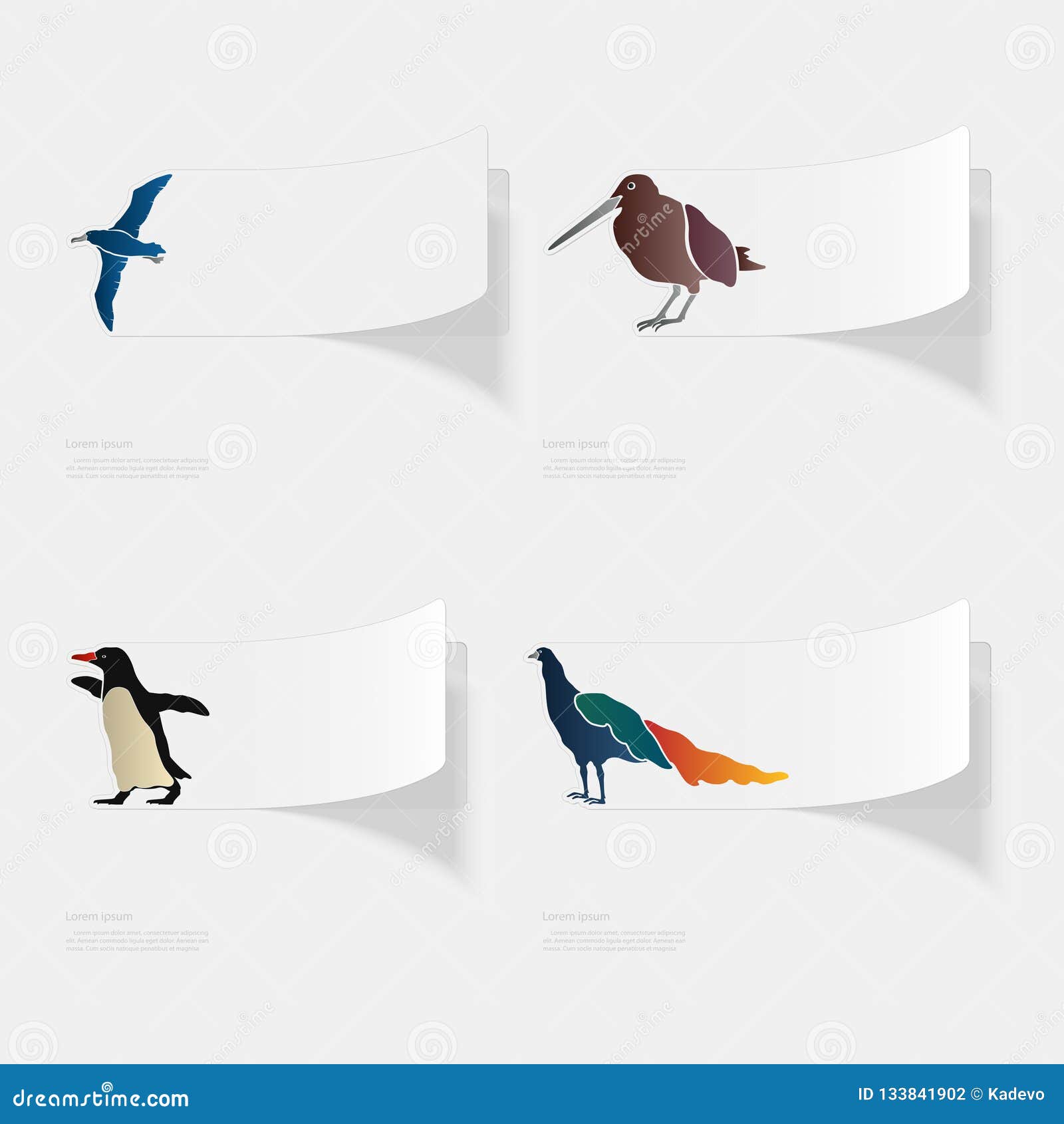 Birds. Flat Sticker with Shadow on White Background Stock Vector ...