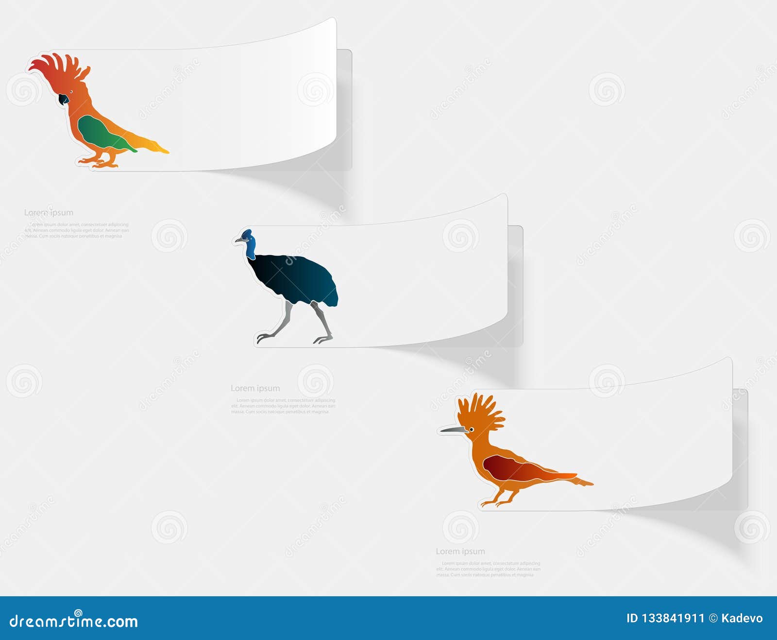 Birds. Flat Sticker with Shadow on White Background Stock Vector ...