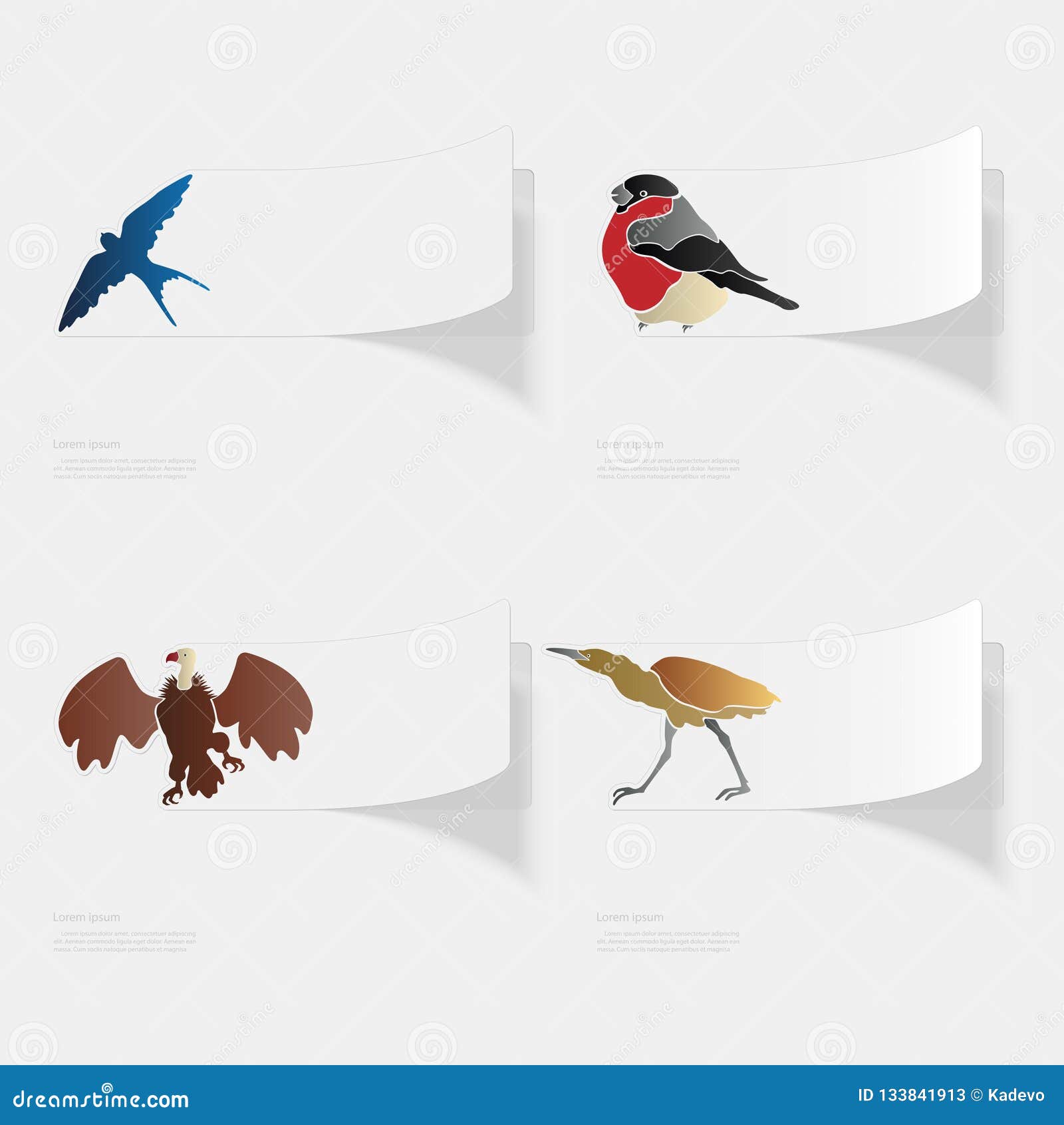 Birds. Flat Sticker with Shadow on White Background Stock Vector ...