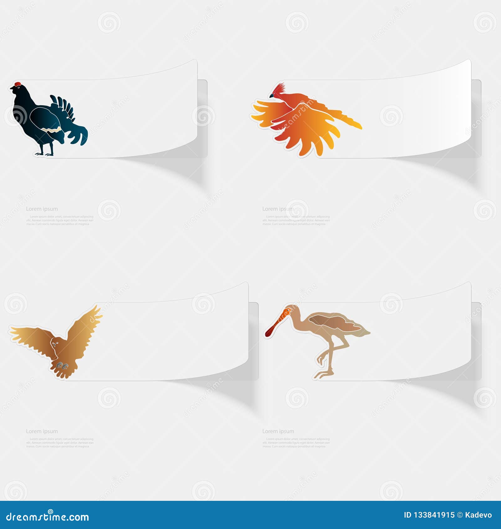 Birds. Flat Sticker with Shadow on White Background Stock Vector ...