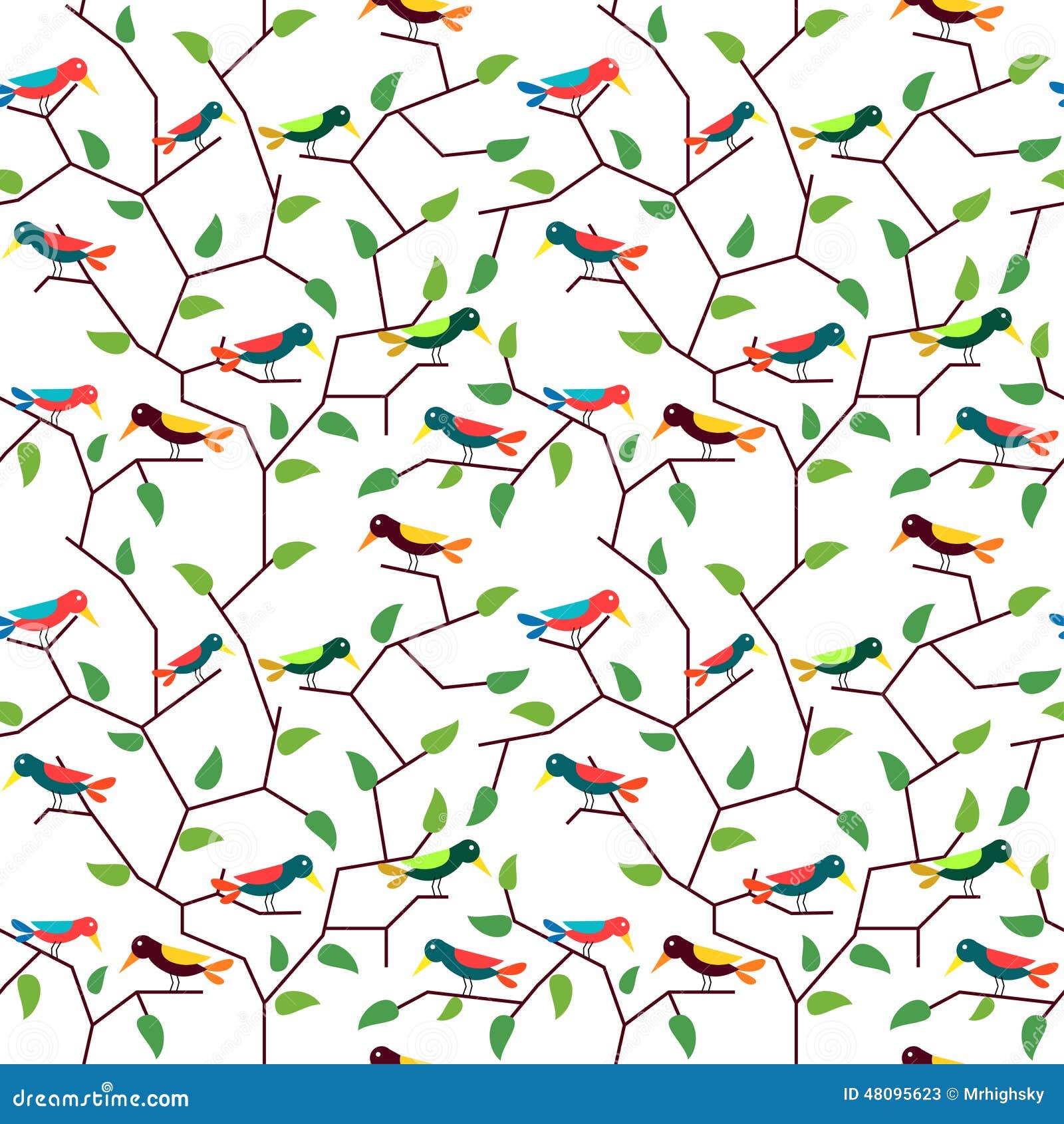 Birds Floral Seamless Pattern Stock Vector - Illustration of abstract ...