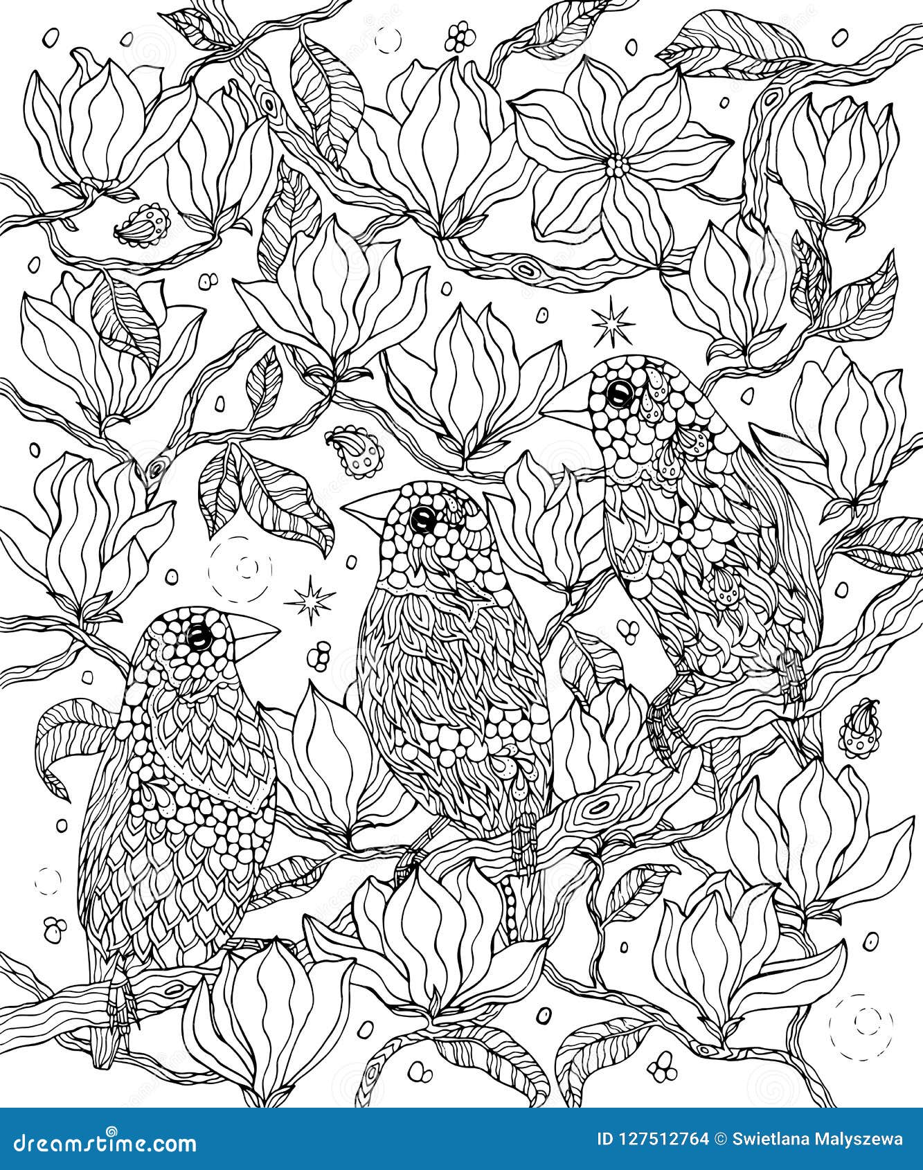 Birds and Flowers Coloring Page. Gouldian Finches Stock Illustration ... Birds and Flowers Coloring Page. Gouldian Finches Stock Illustration ...