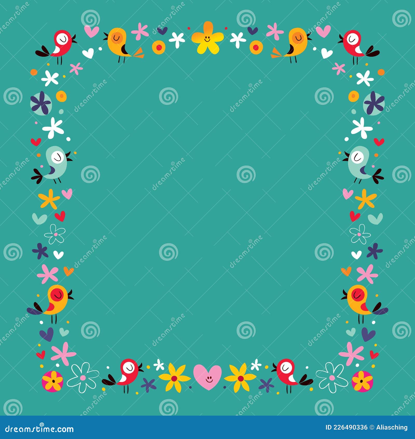 Birds and Flowers Nature Decorative Border Stock Vector - Illustration ...