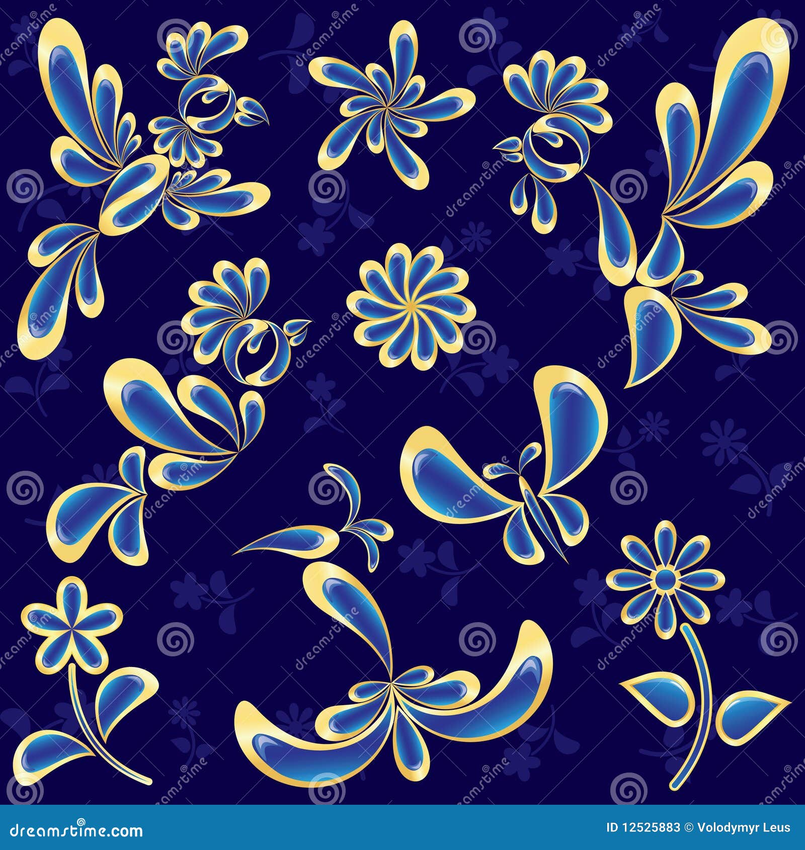 Birds and Flowers Set(vector,CMYK) Stock Vector - Illustration of ...