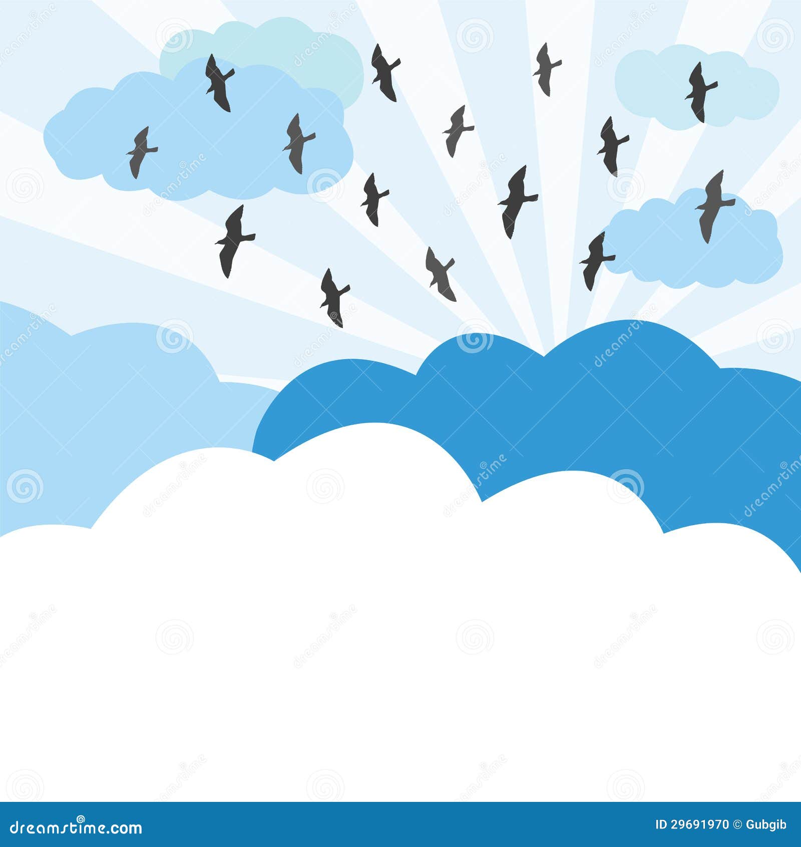 Birds fly on the sky stock illustration. Illustration of bird - 29691970