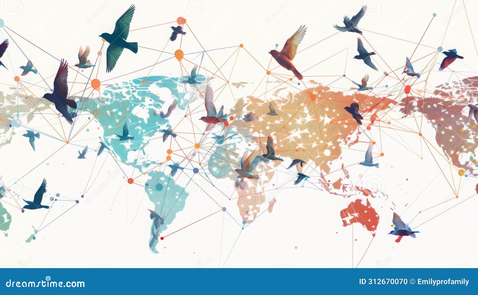 Birds Flying Around World Map Stock Photo - Image of destination, earth ...