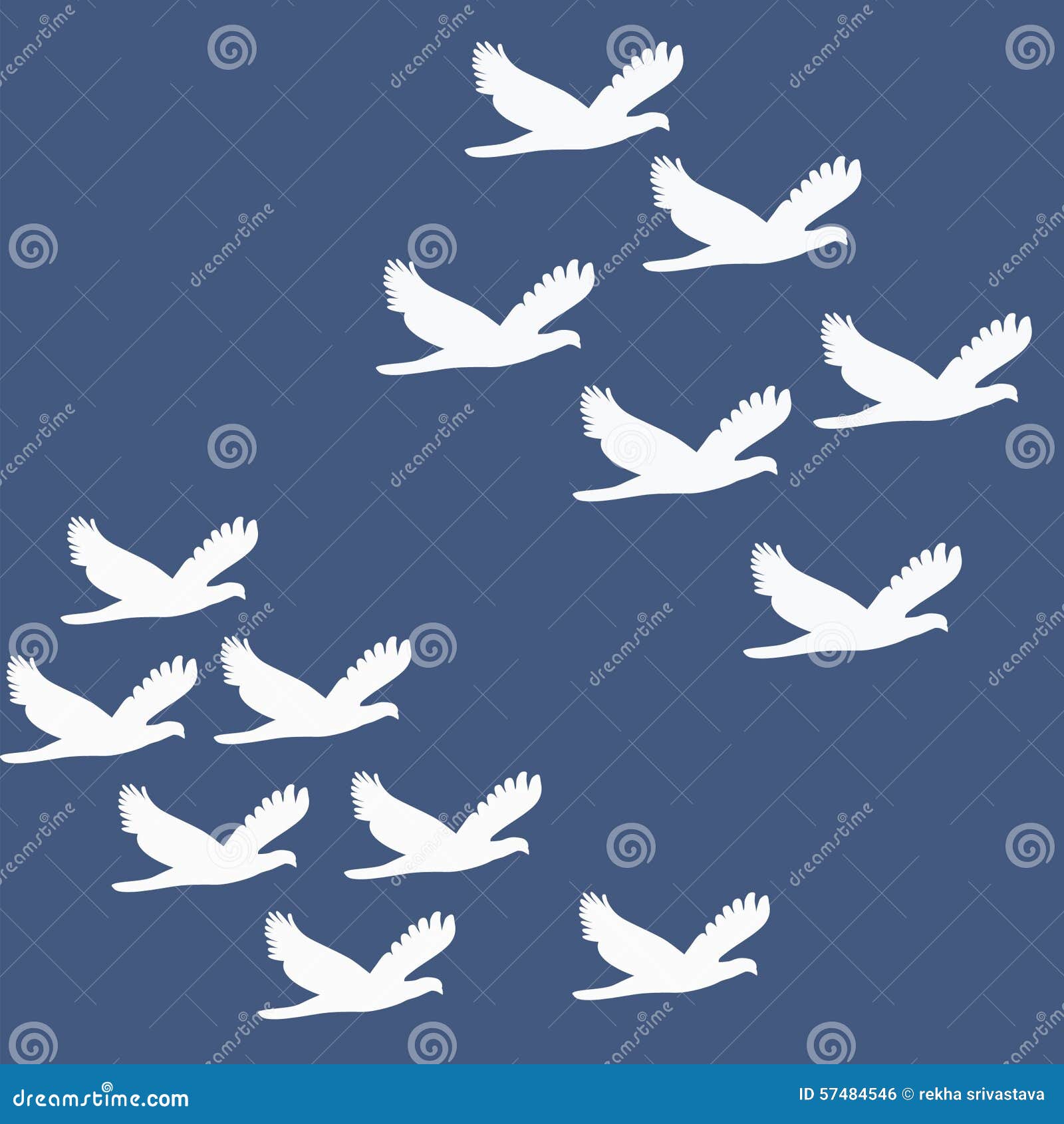 Birds flying in Groups stock illustration. Illustration of poster ...