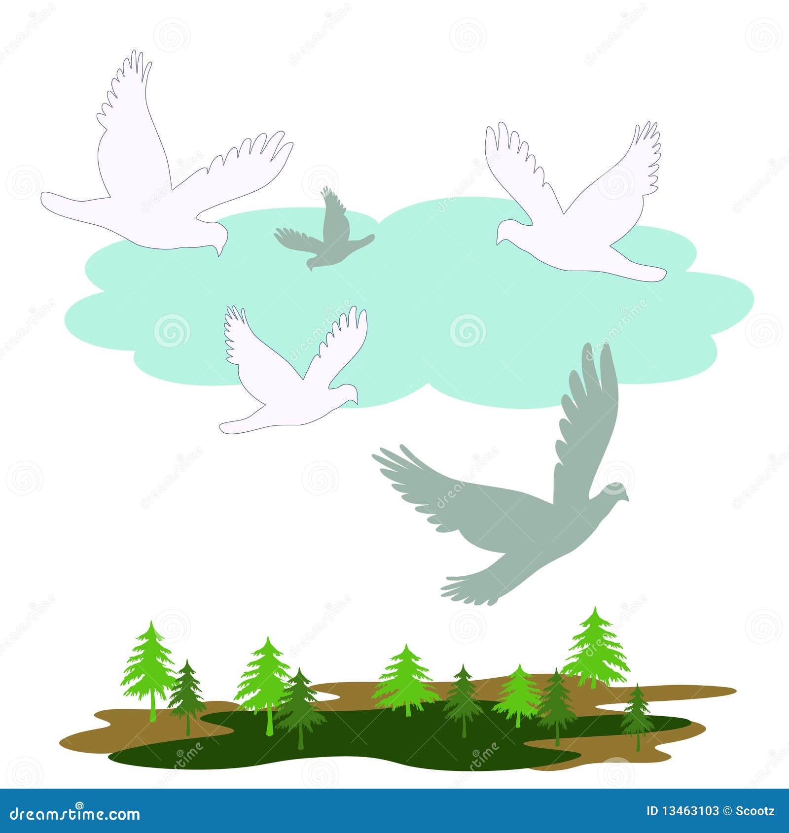 Birds flying illustration stock illustration. Illustration of clouds ...