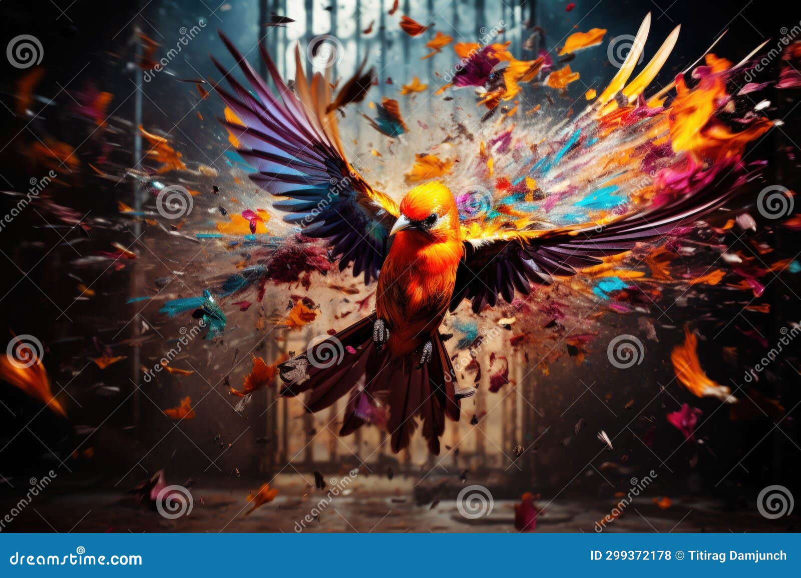 Birds Flying Out of Cage Background. Freedom Concept Stock Illustration ...