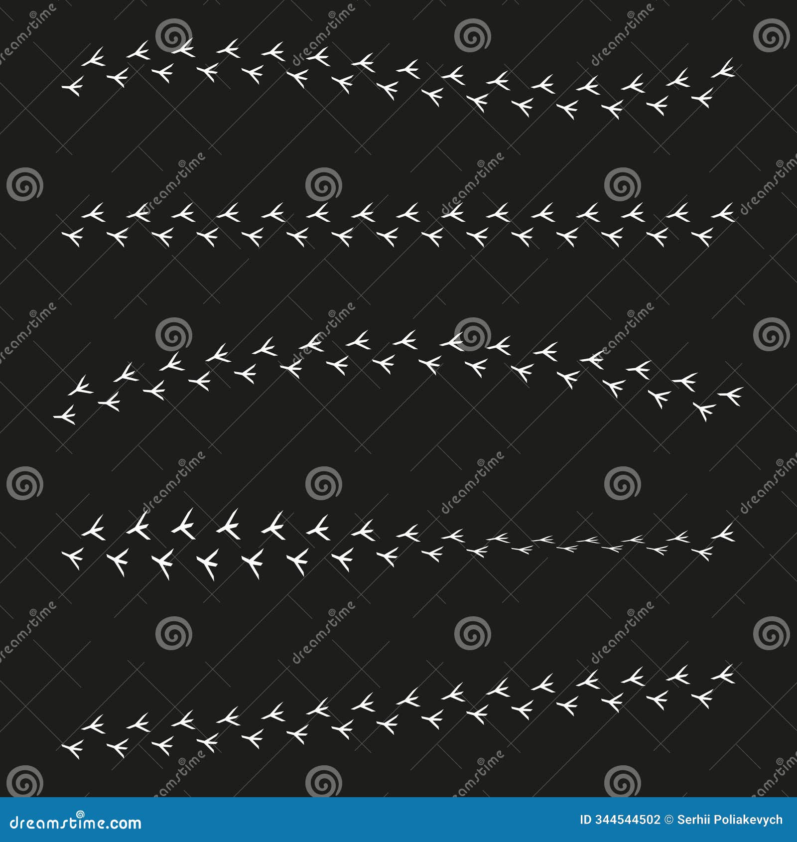 Birds Flying Pattern. Migration Concept. Seamless Black and White ...