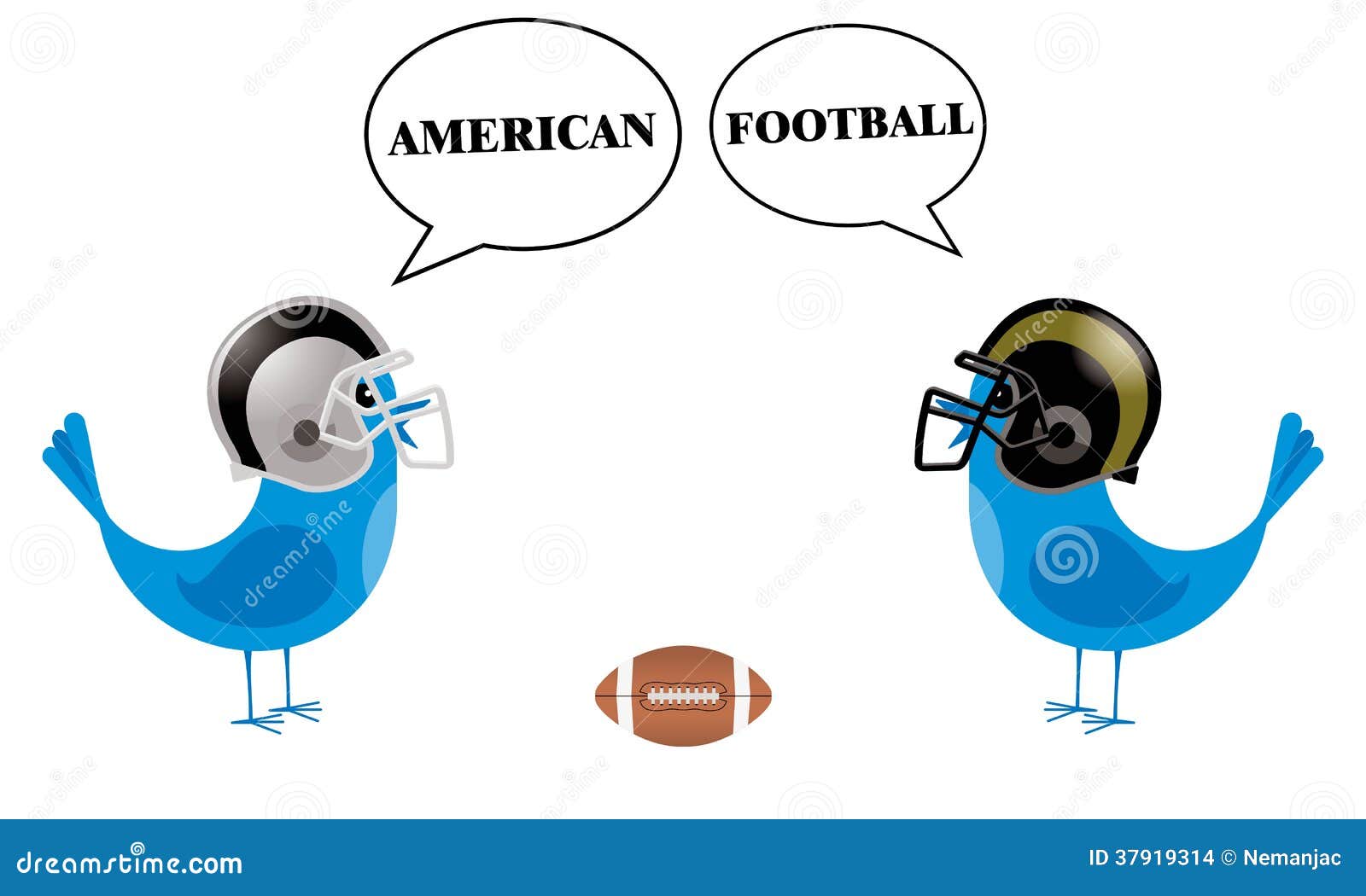Birds with Football Helmets Talking Stock Vector - Illustration of ...