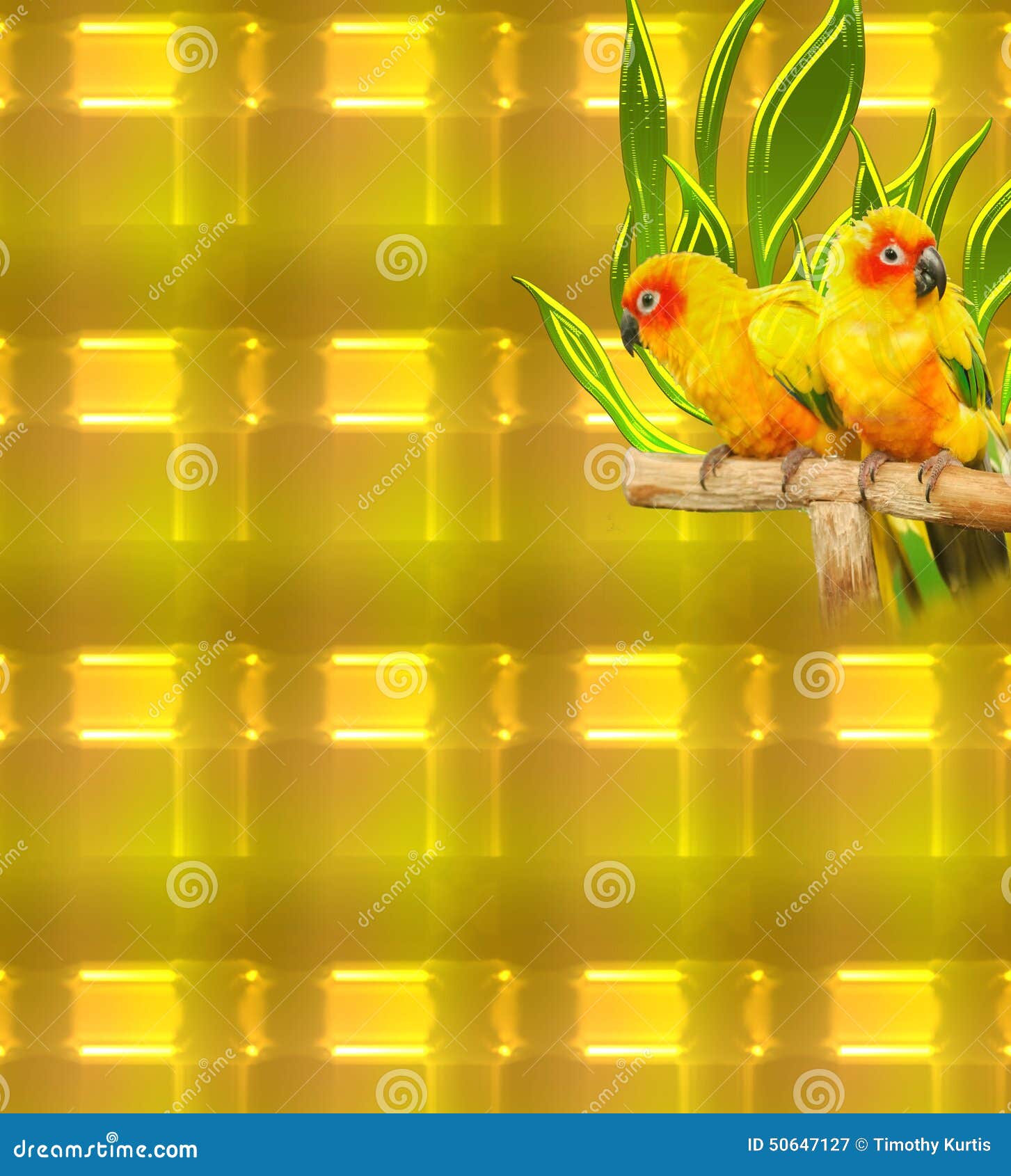 Birds on a Glowing Gold Abstract Background in Unique Pattern. Stock ...