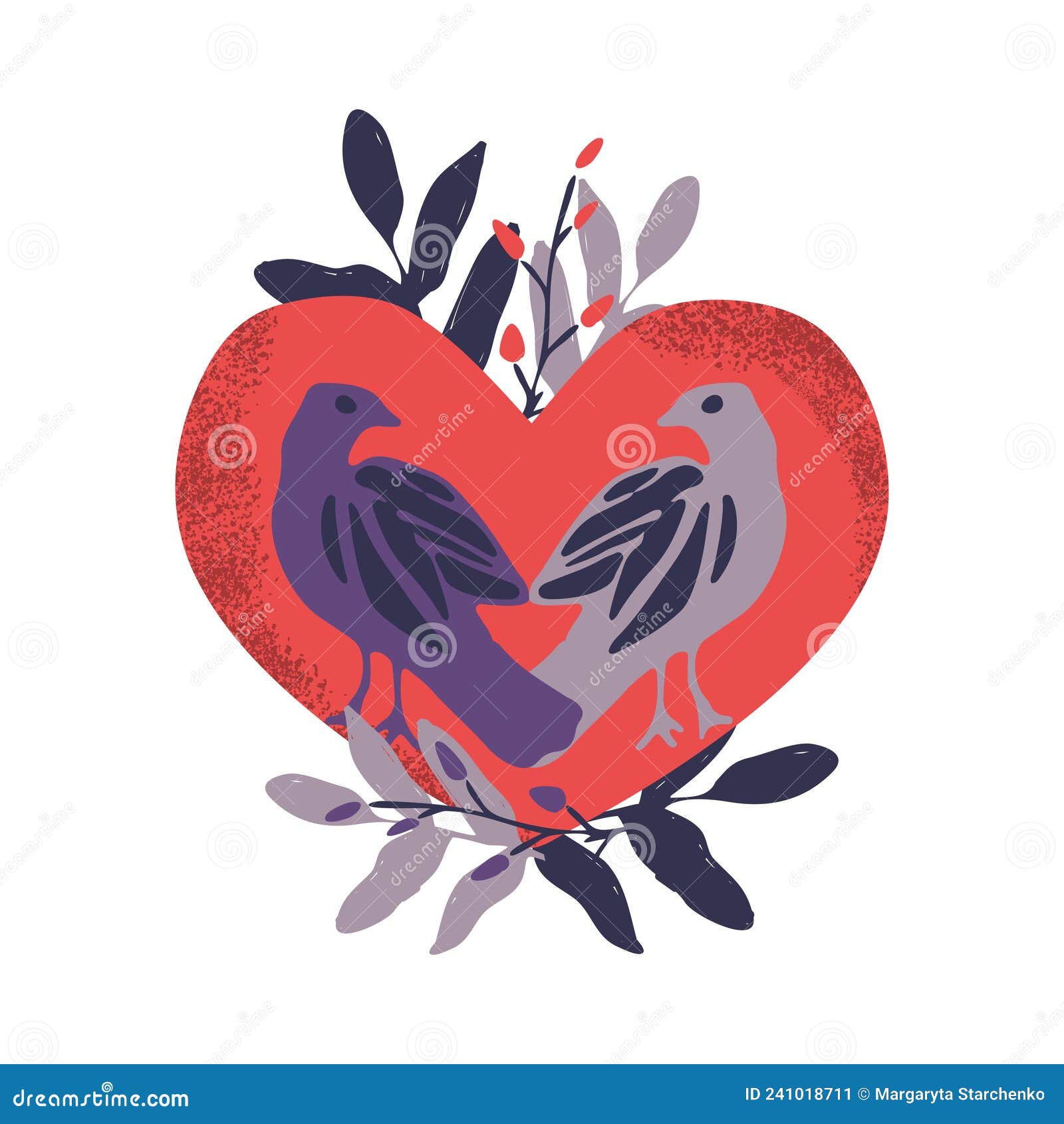 Birds and heart stock vector. Illustration of couple - 241018711