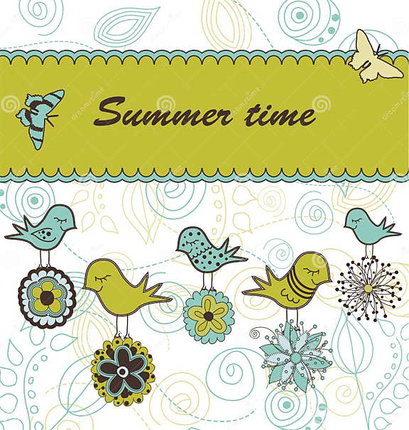 Birds holding flowers stock vector. Illustration of banner - 13589635