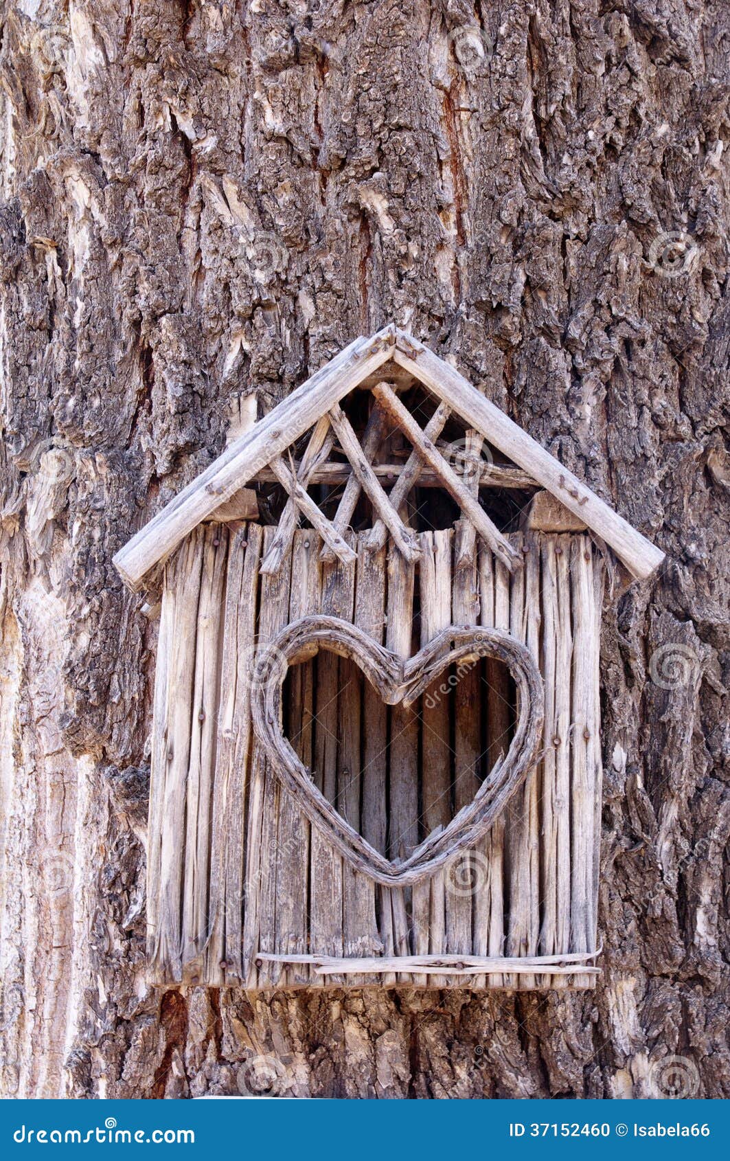 Birds House with Heart-shaped Entrance Stock Photo - Image of handmade ...