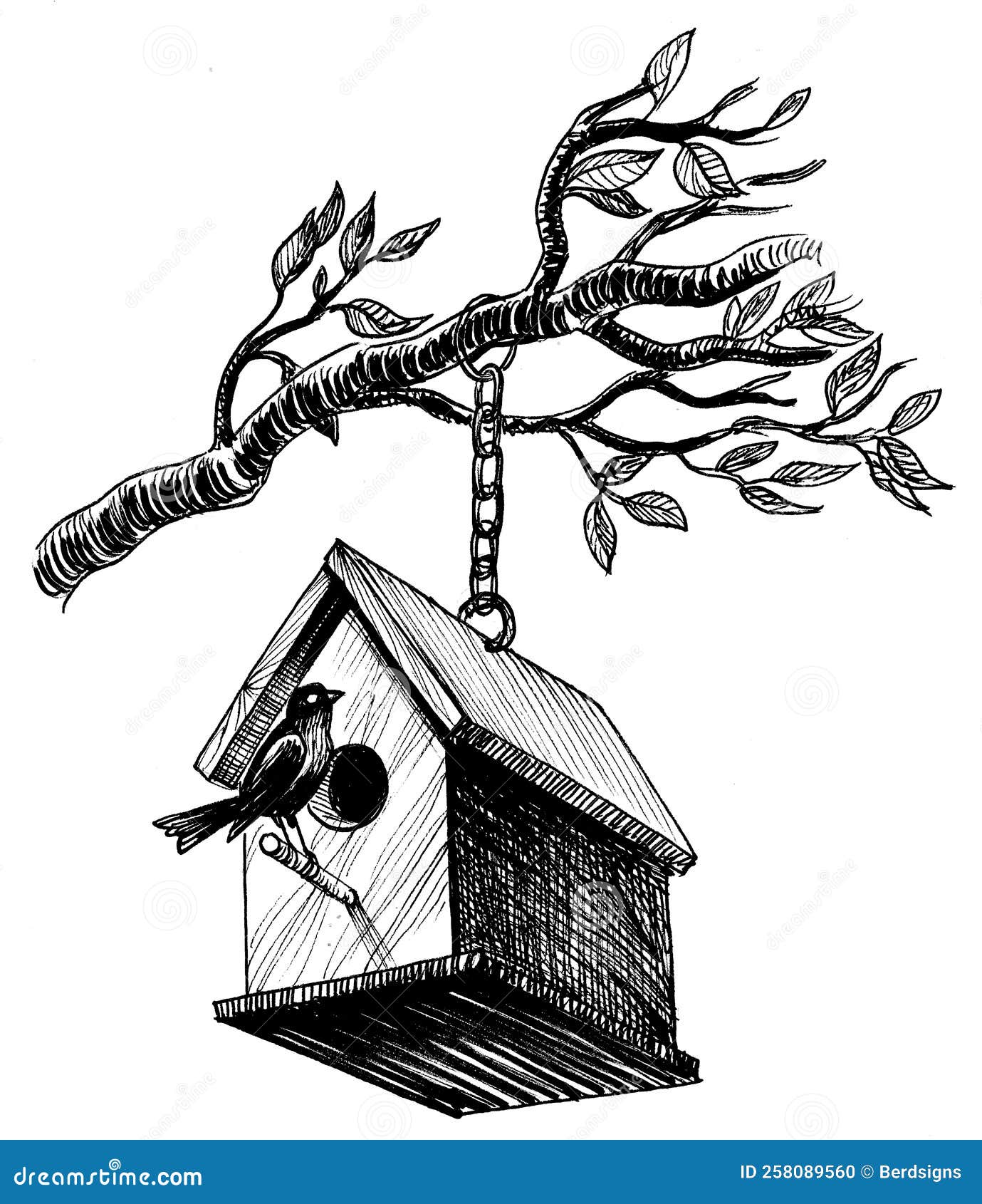Birds house stock illustration. Illustration of black - 258089560