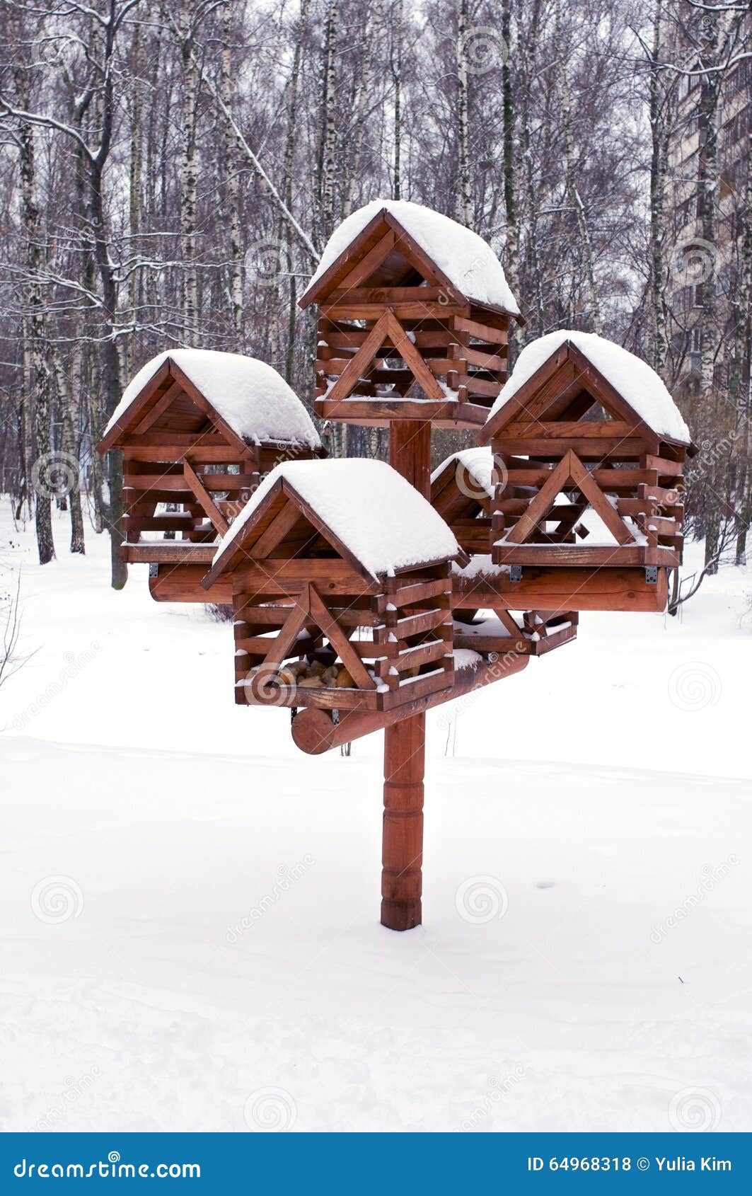 Birds house in winter stock photo. Image of bird, park - 64968318