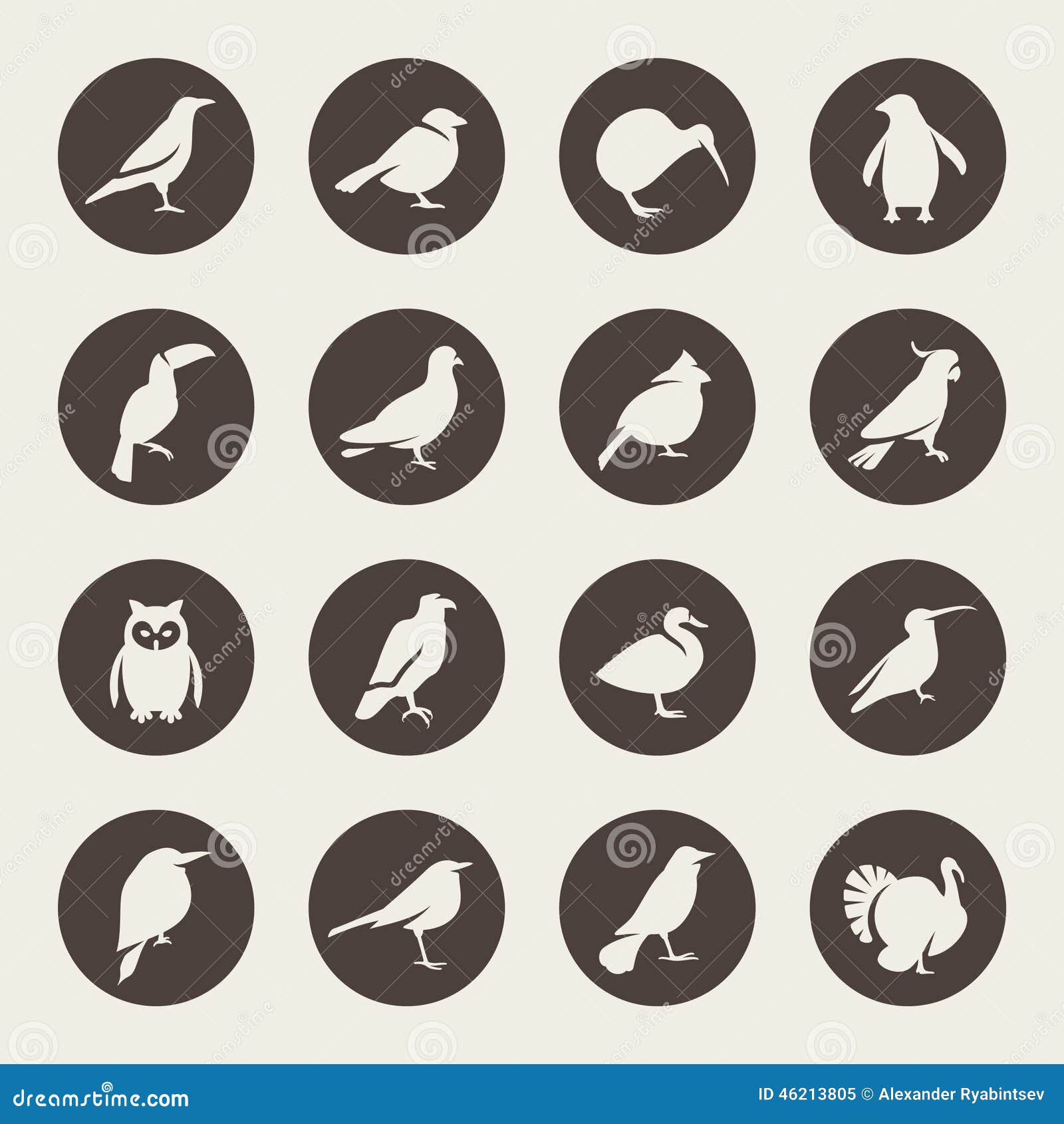 Birds icon set stock vector. Illustration of falcon, element - 46213805