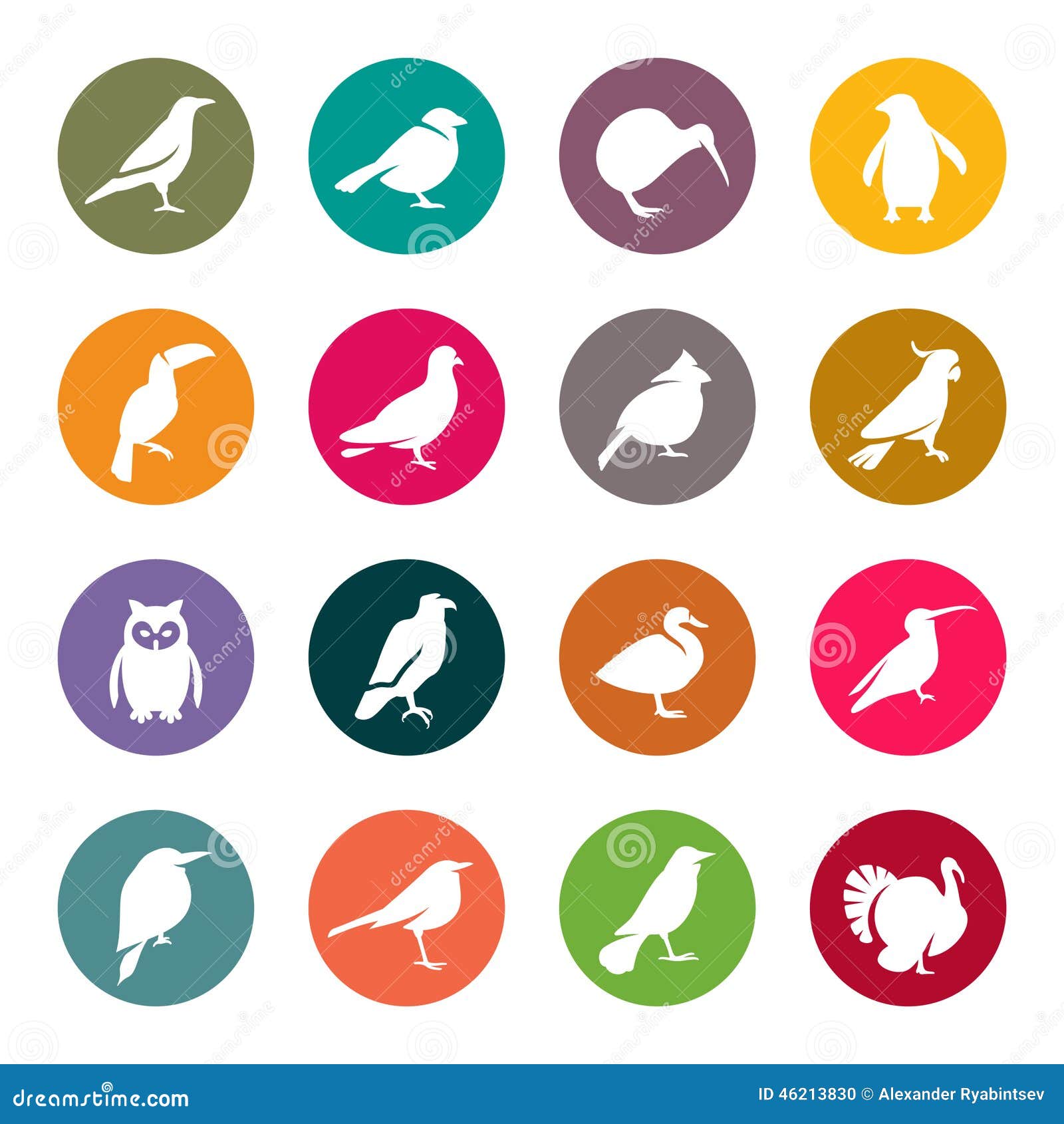 Birds icon set stock vector. Illustration of pelican - 46213830