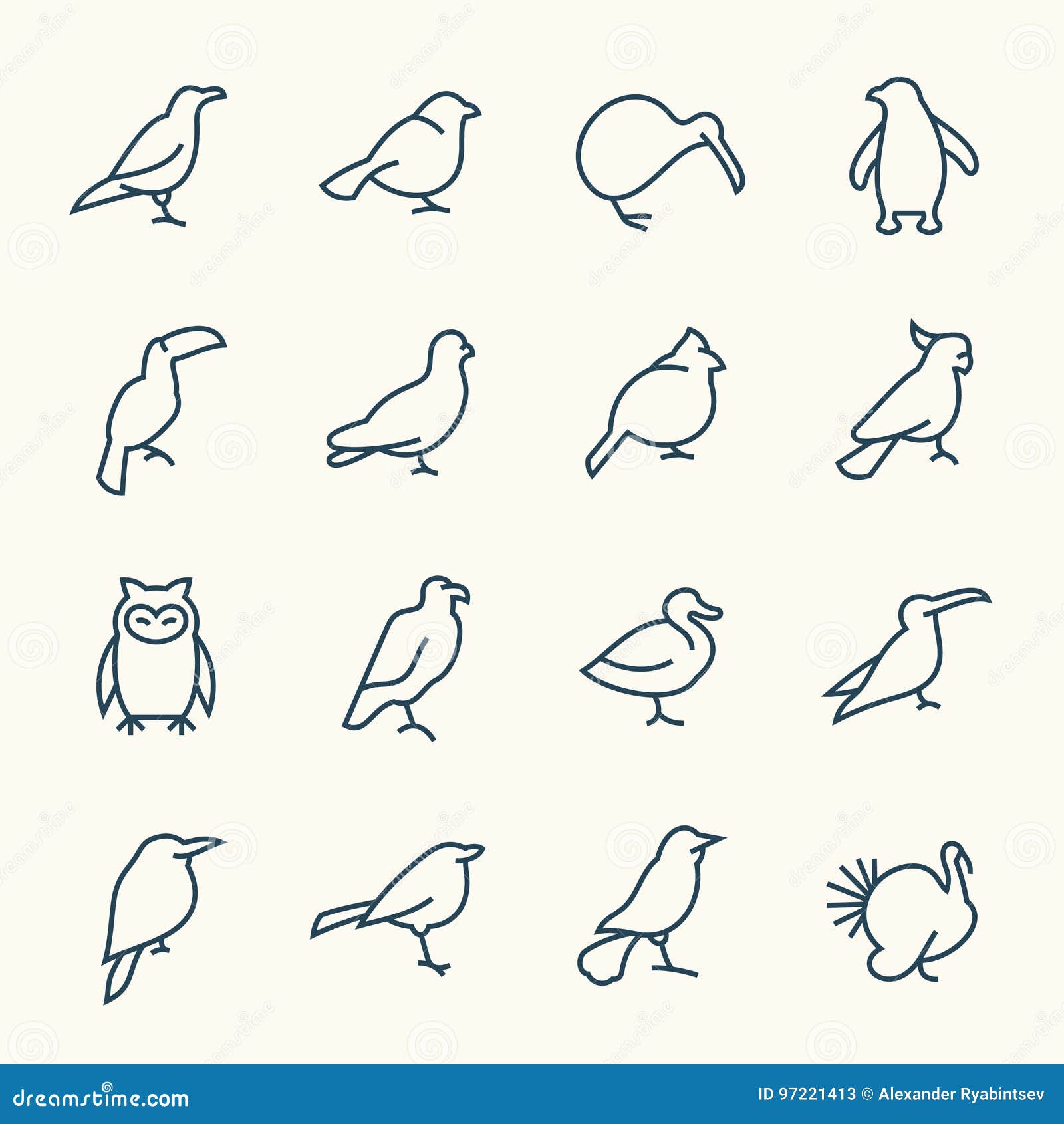 Birds icons stock illustration. Illustration of animal - 97221413