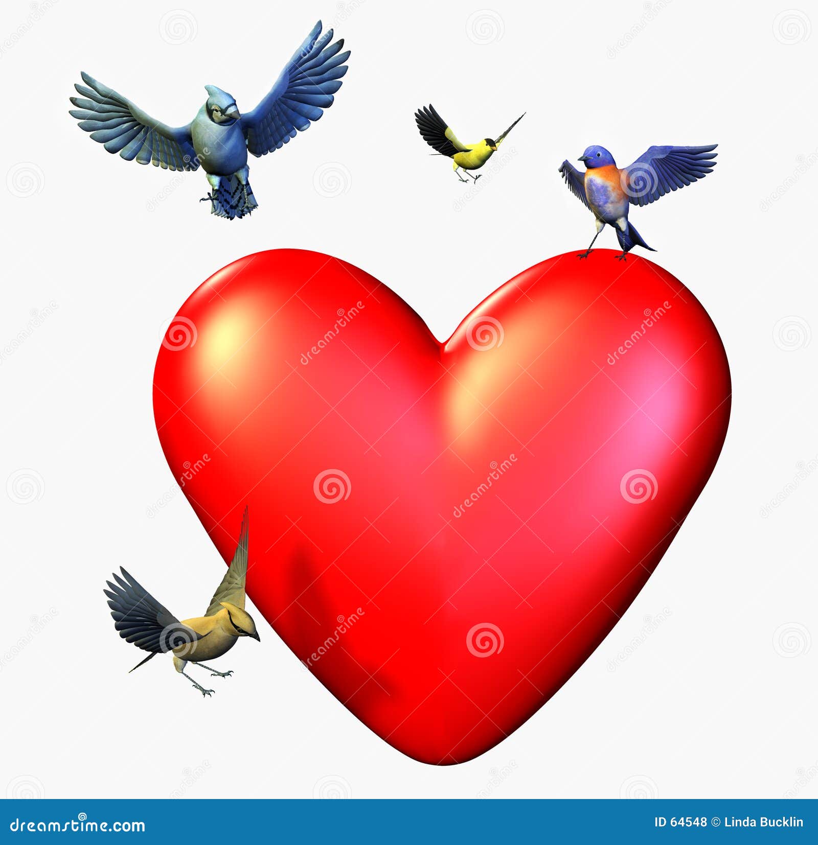 Birds Landing on a Heart - Includes Clipping Path Stock Illustration ...