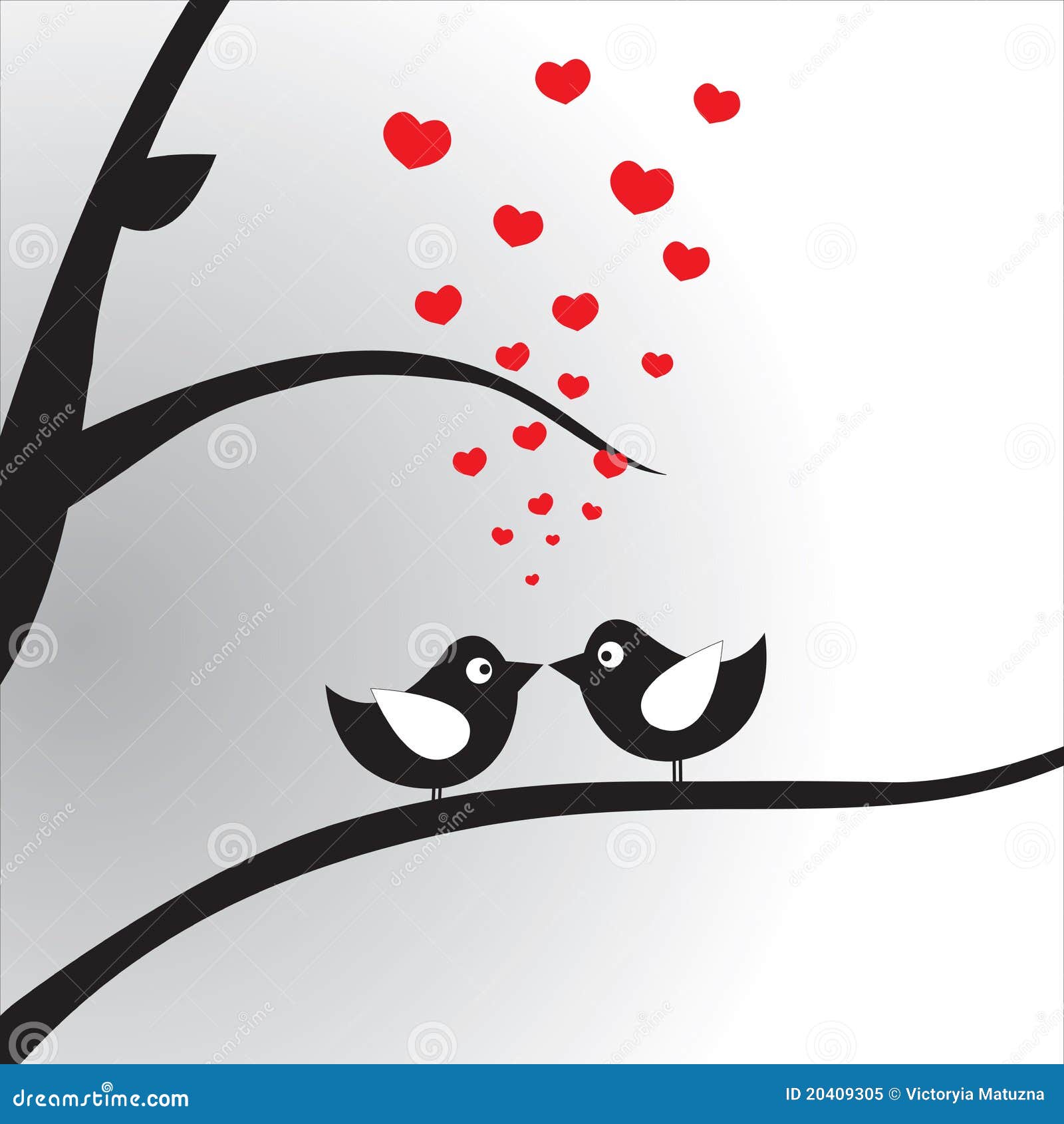Birds in Love on the Branch. Vector Illustration. Stock Vector ...