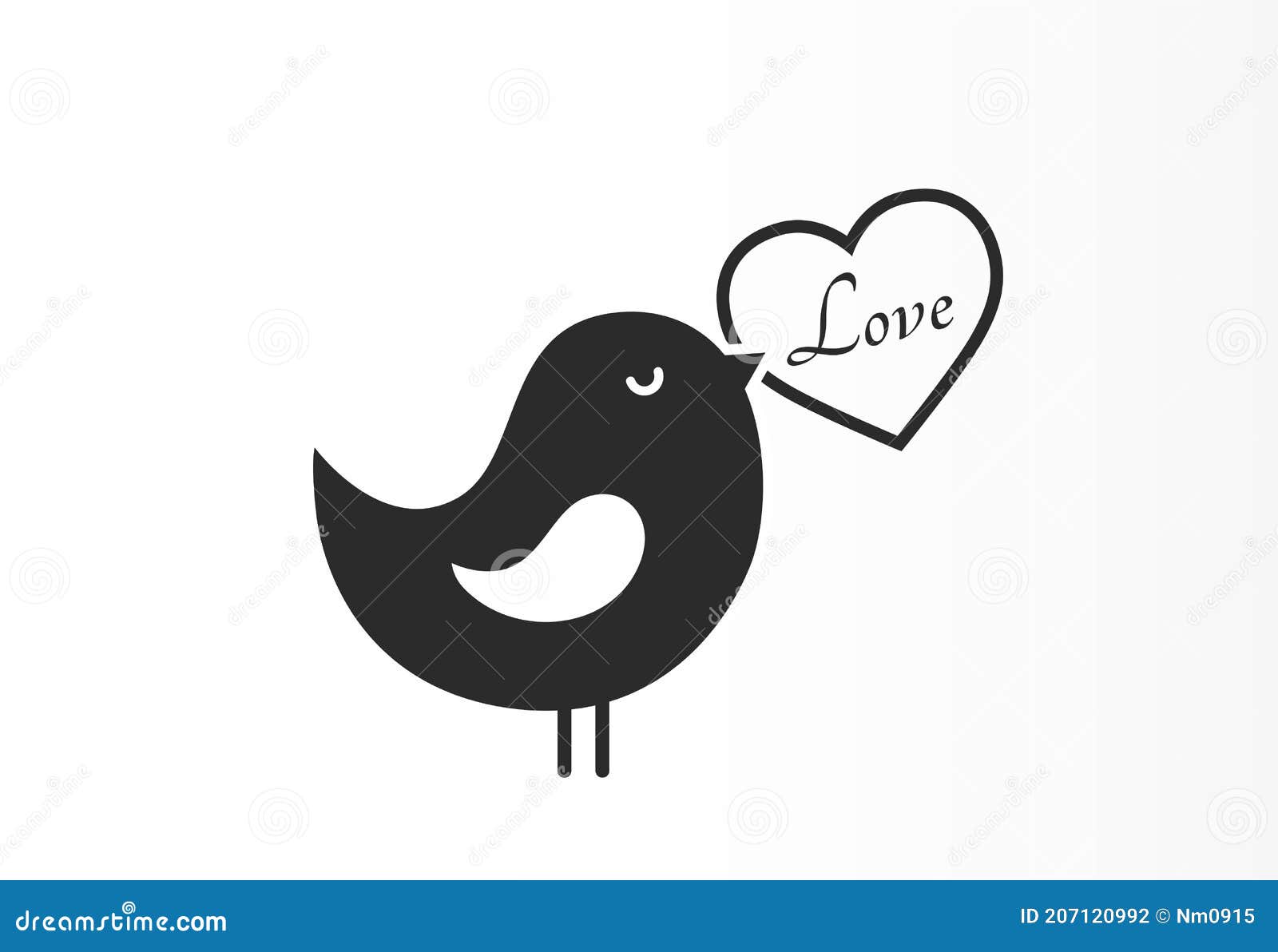 Birds with Love Message Icon. Valentines Day and Love Symbol Stock ...