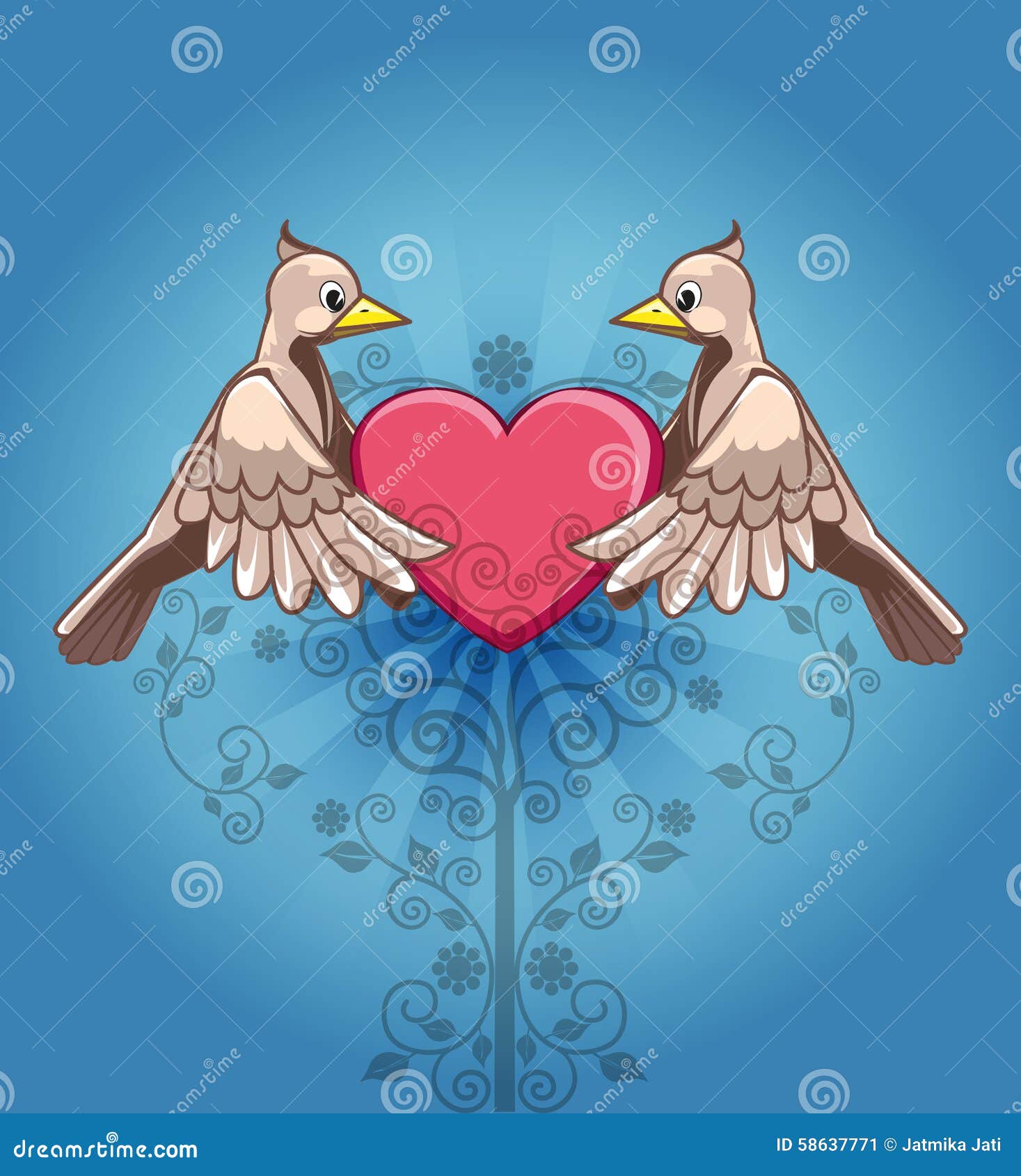 Birds in love stock vector. Illustration of symbol, flapping - 58637771