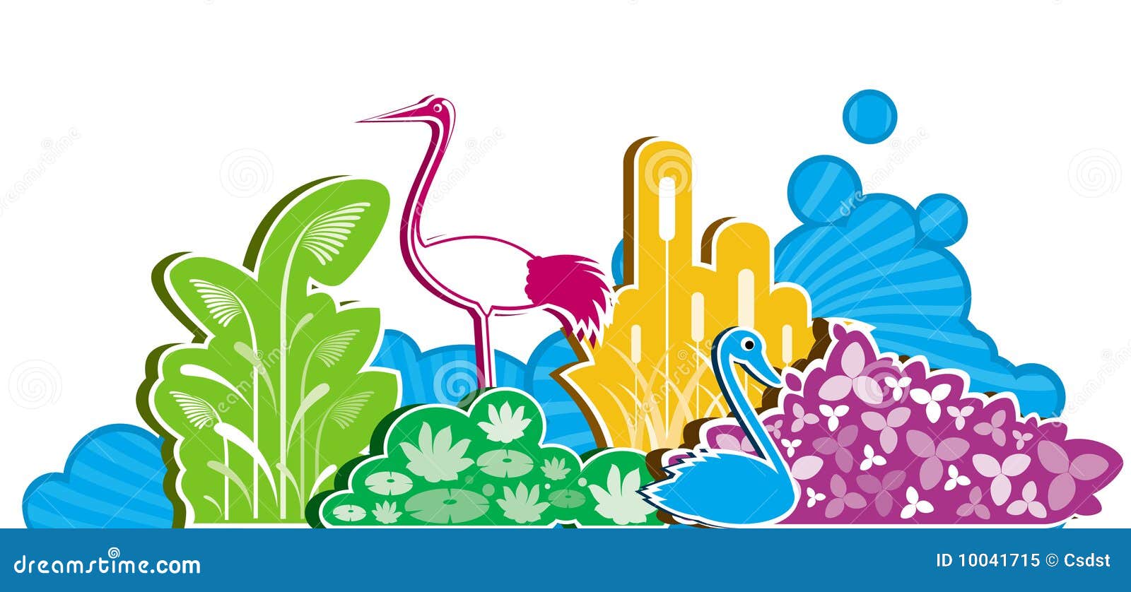 Birds with nature bg stock vector. Illustration of plant - 10041715